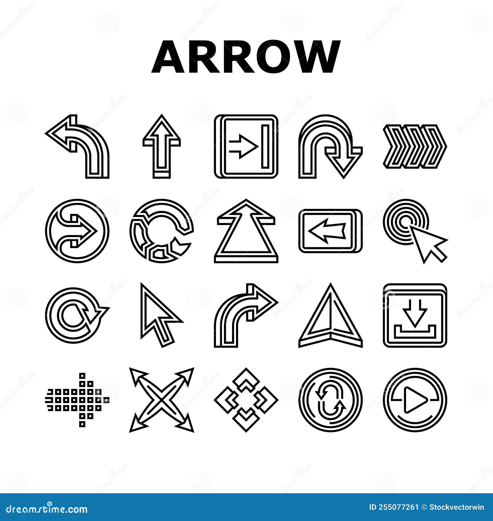 Arrow Right Next Sign Up Icons Set Vector Stock Illustration - Illustration of application, back ...