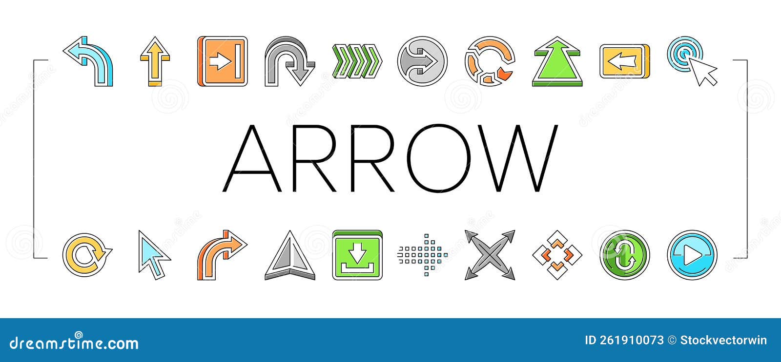 Arrow Right Next Sign Up Icons Set Vector Stock Vector - Illustration of cursor, icons: 261910073