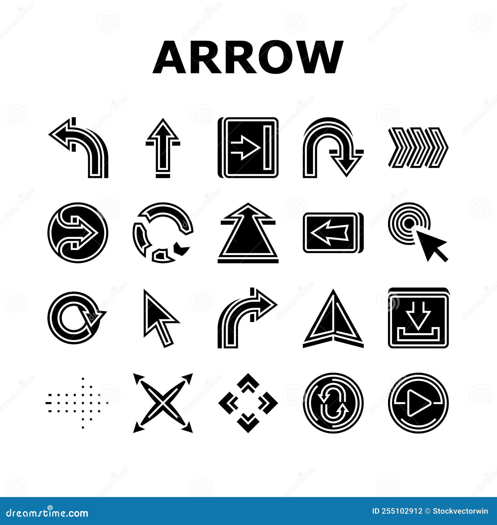 Arrow Right Next Sign Up Icons Set Vector Stock Illustration ...