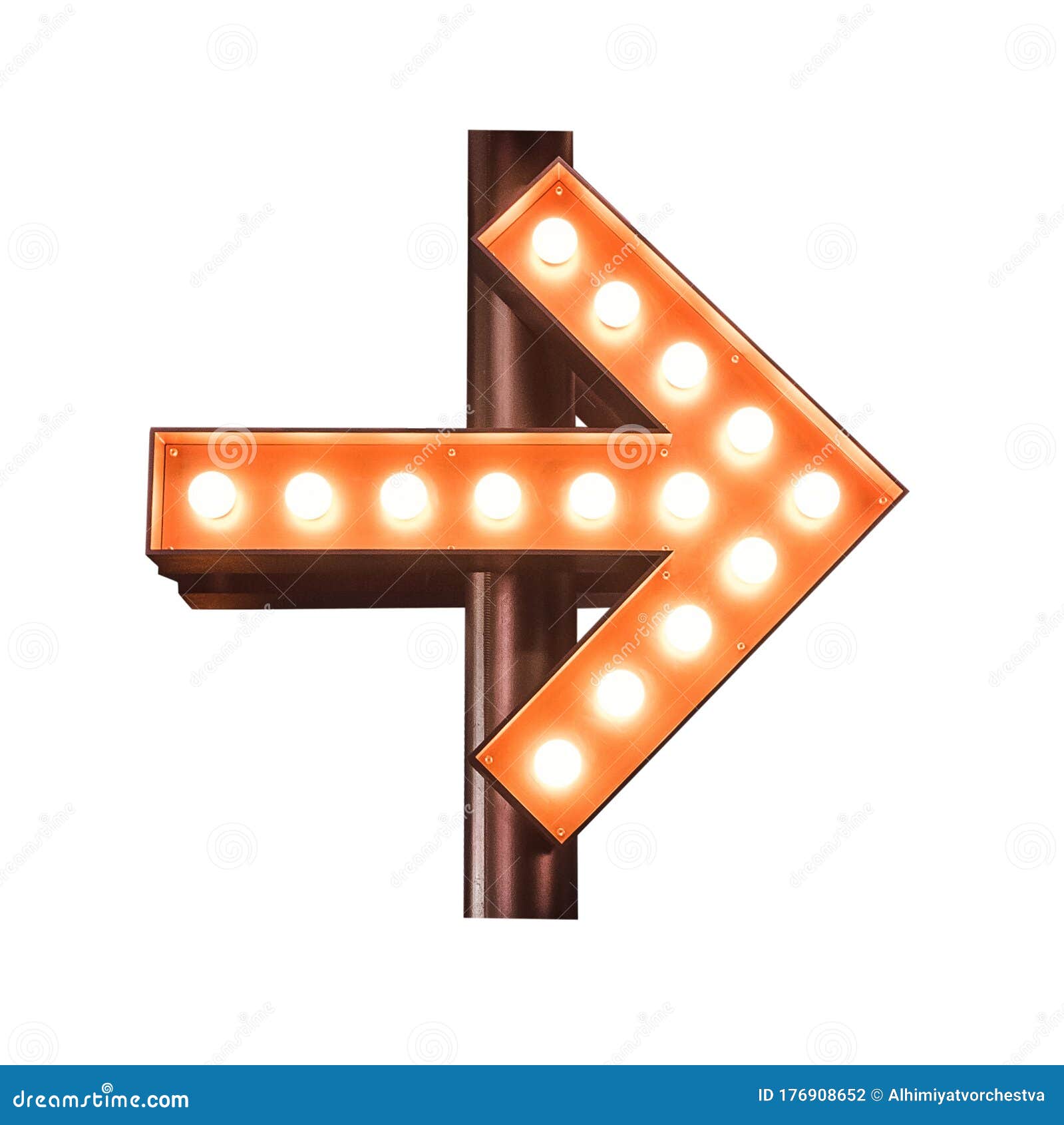 Arrow - the Right Pointer is Made of Metal, Decorated with Light Bulbs ...