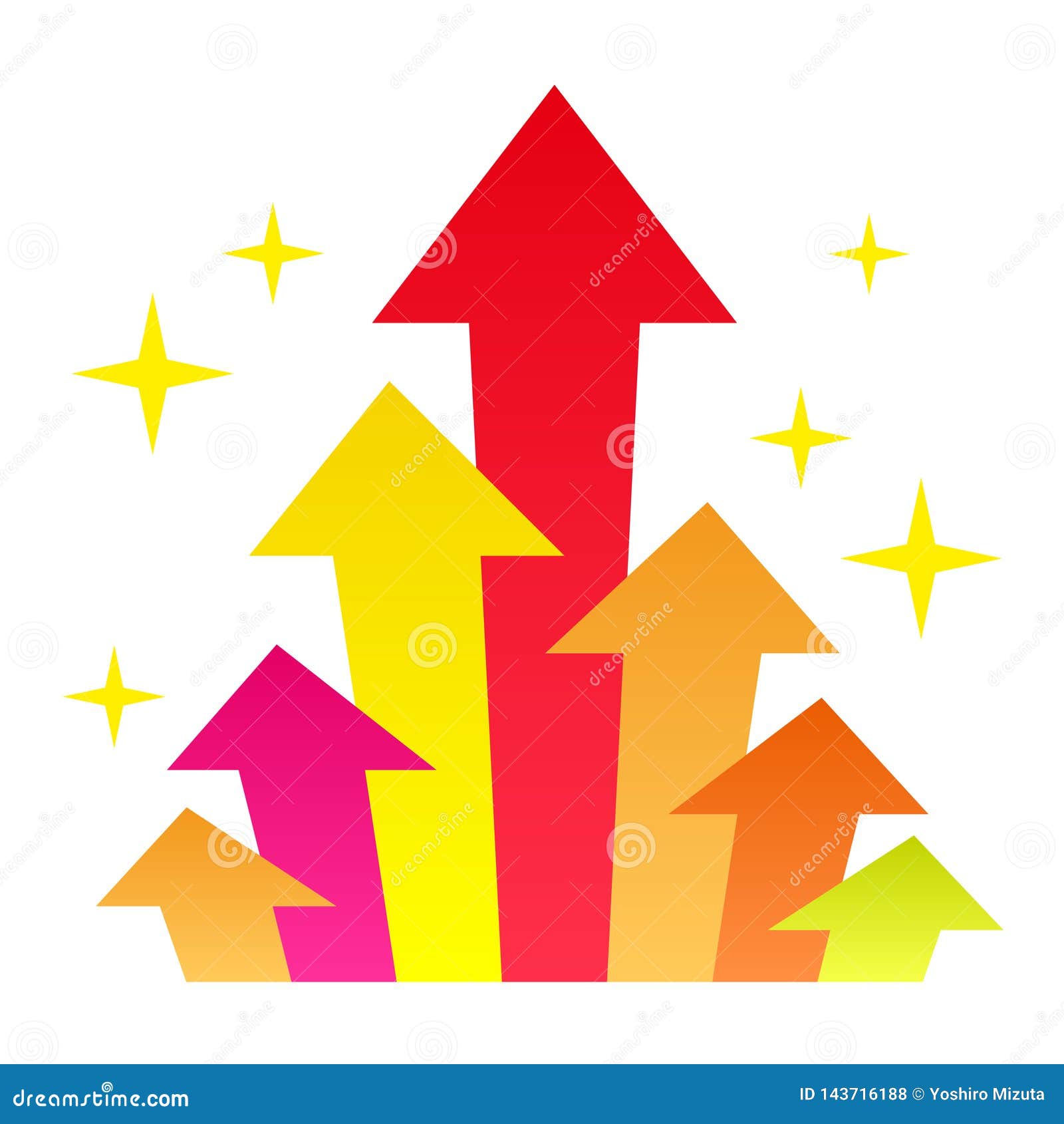 Arrow Rising Toward Same Direction Success Concept Illustration Stock ...