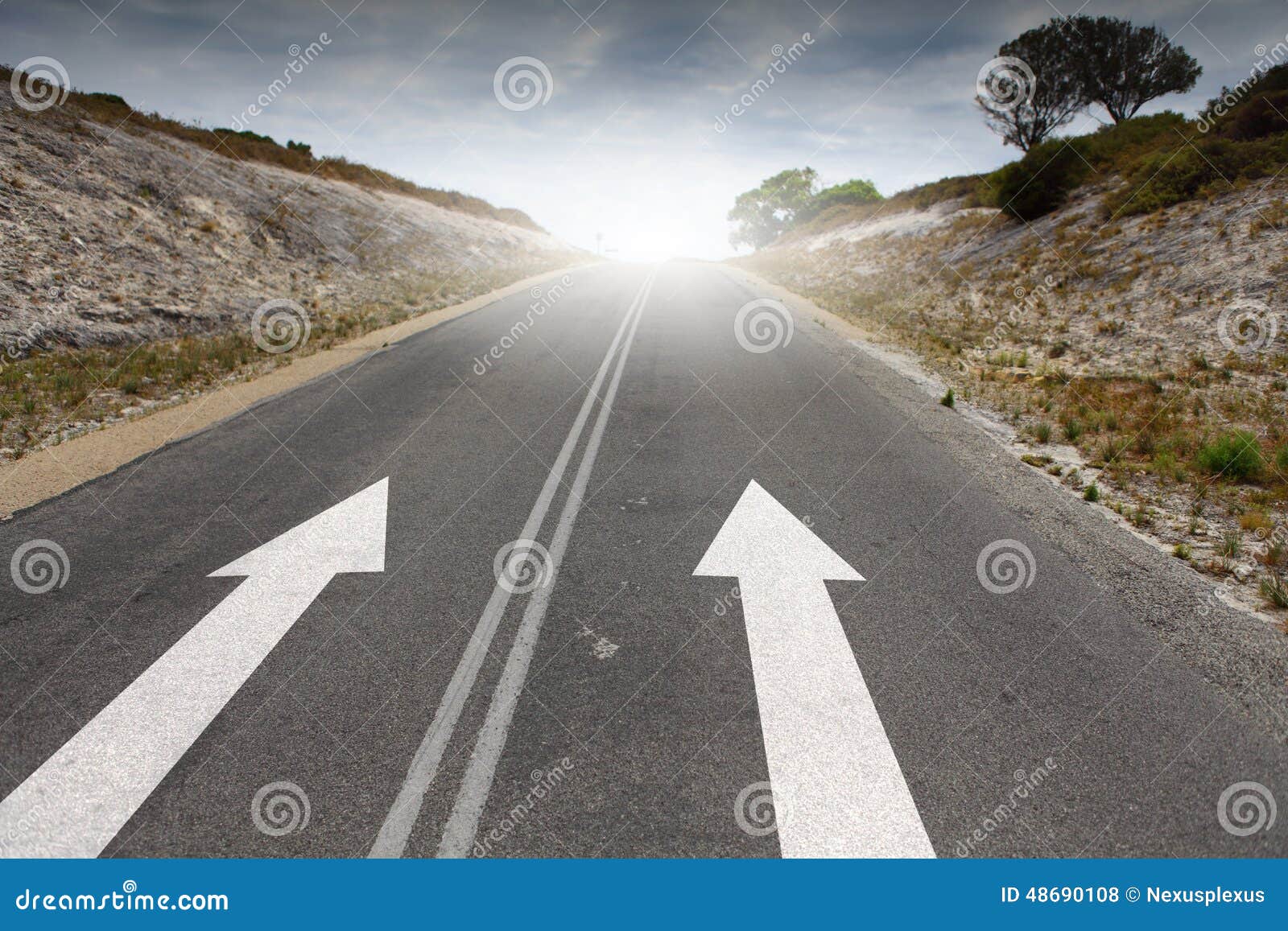 Arrow on road stock photo. Image of direction, journey - 48690108
