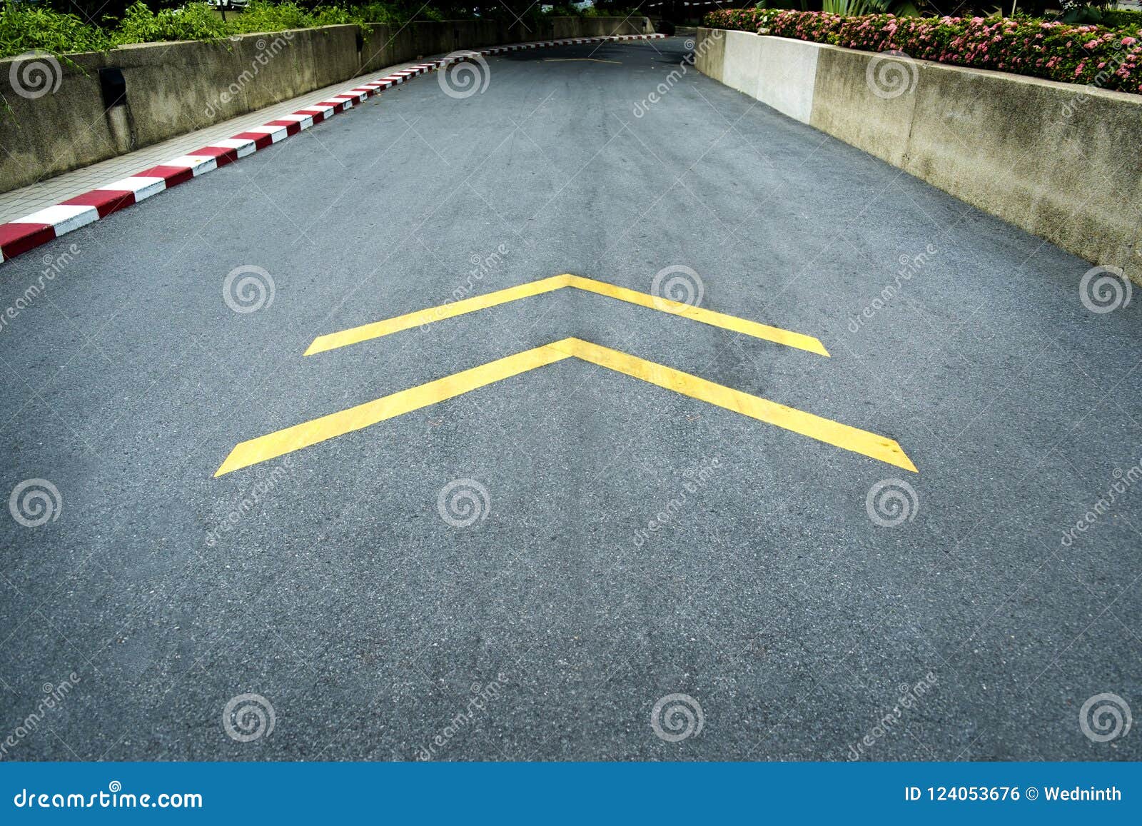 Arrow on the Road and Yellow Color Stock Photo - Image of line, road ...