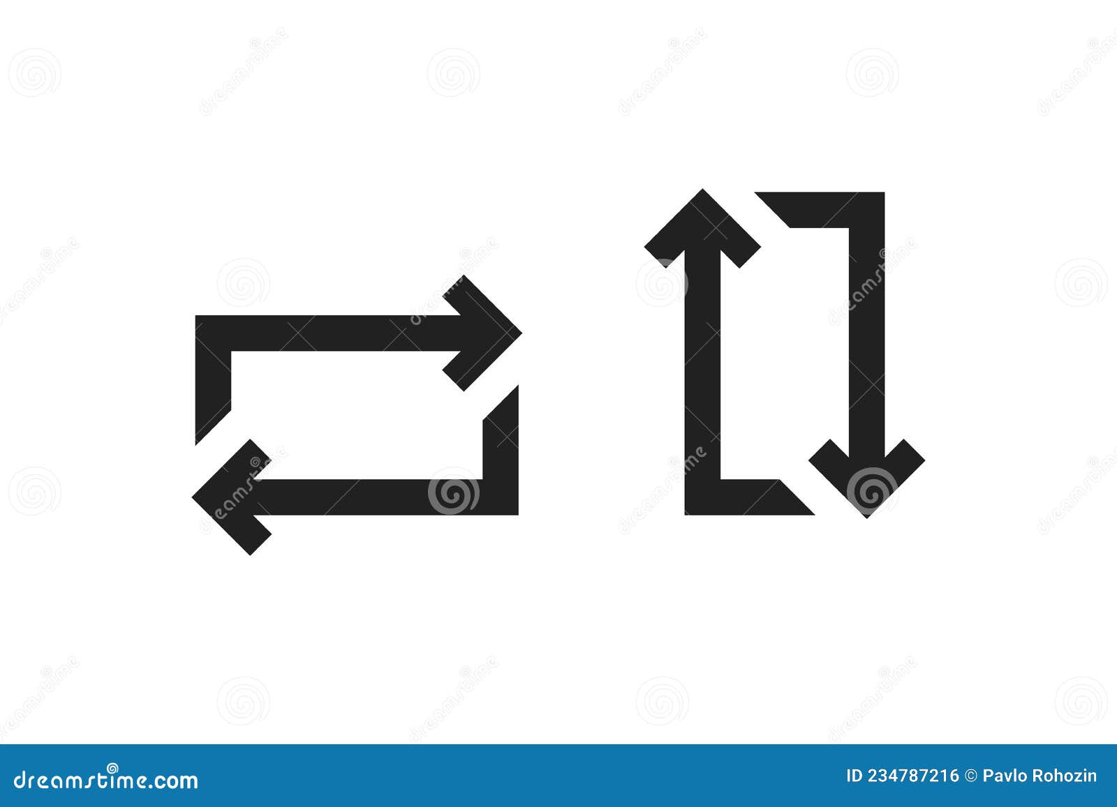 Arrow Rotate Icon Set. Twist, Two Arrow Sign in Vector Flat Stock ...