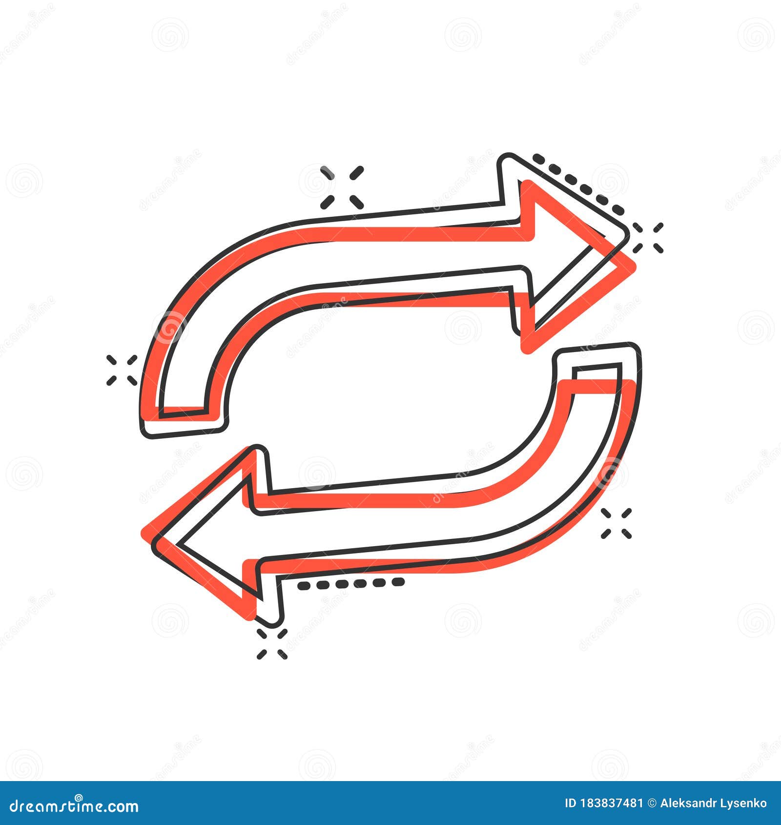 Arrow Rotation Icon In Comic Style. Sync Action Cartoon Vector ...