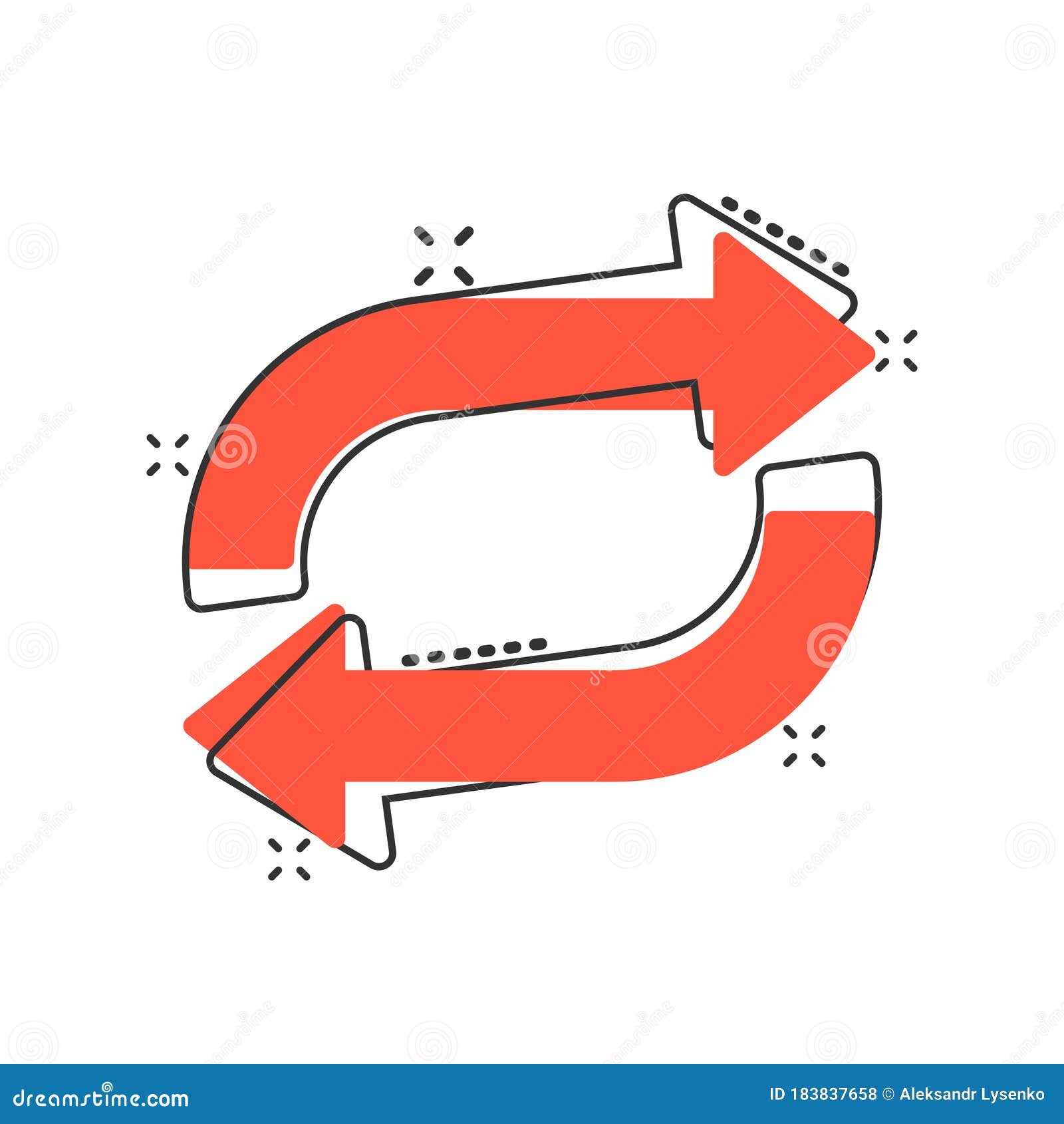 Arrow Rotation Icon In Comic Style. Sync Action Cartoon Vector ...