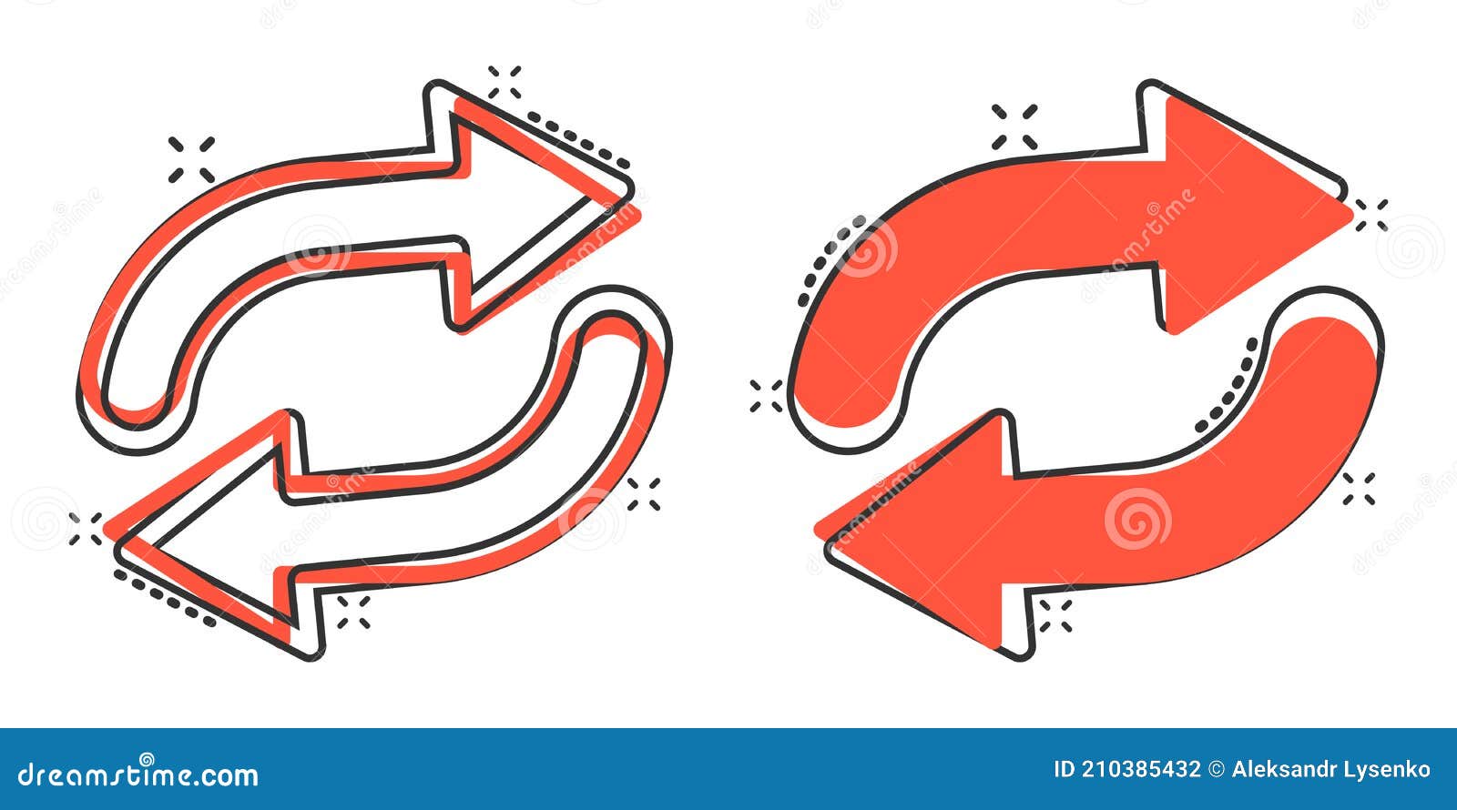 Arrow Rotation Icon In Comic Style. Sync Action Cartoon Vector ...