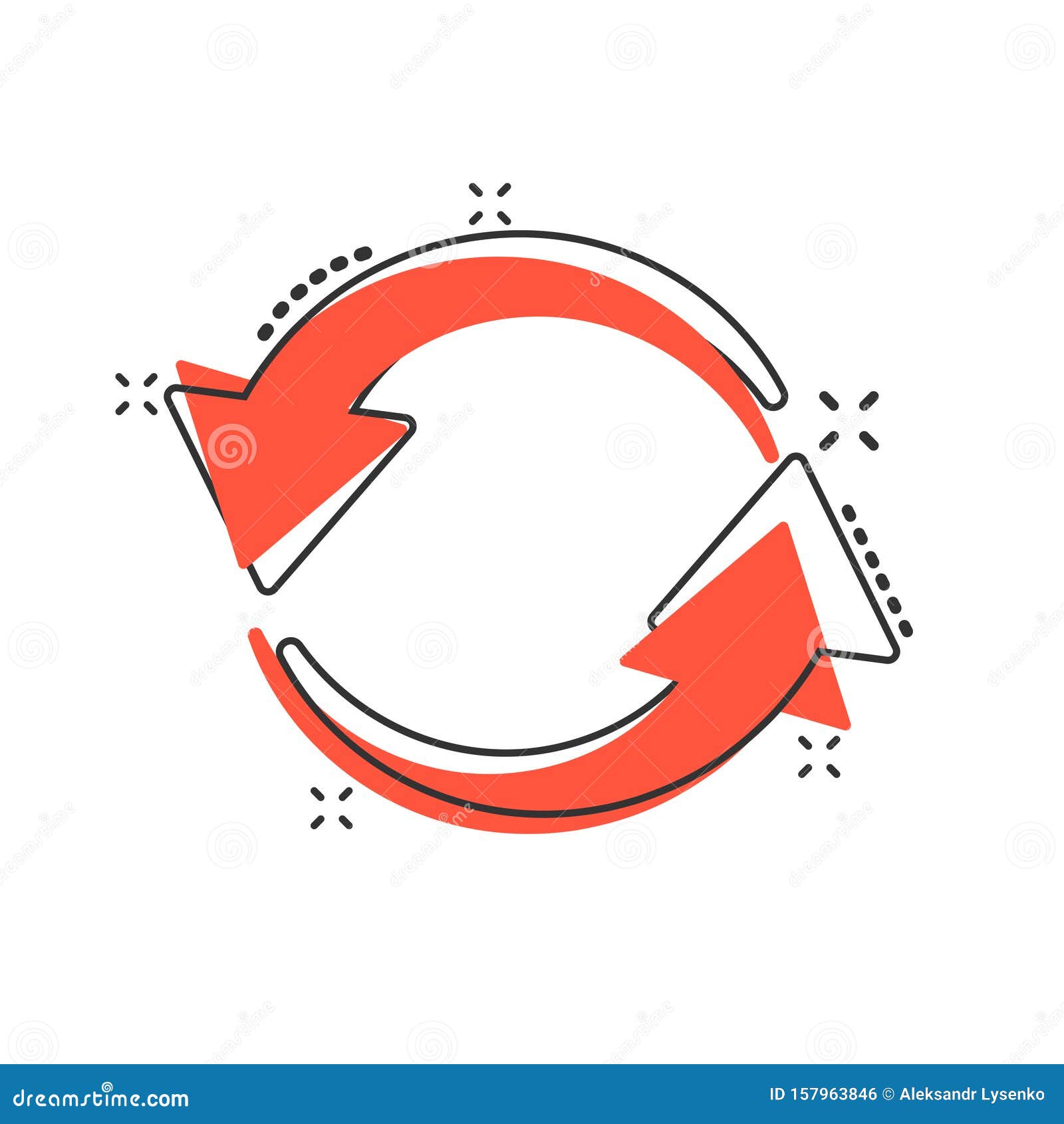 Arrow Rotation Icon In Comic Style. Sync Action Vector Cartoon ...