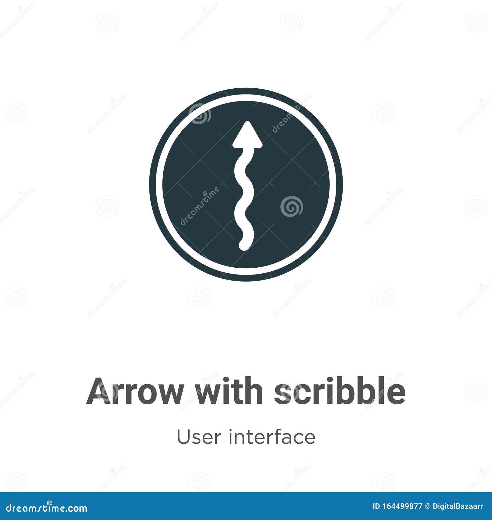 Arrow with Scribble Vector Icon on White Background. Flat Vector Arrow ...