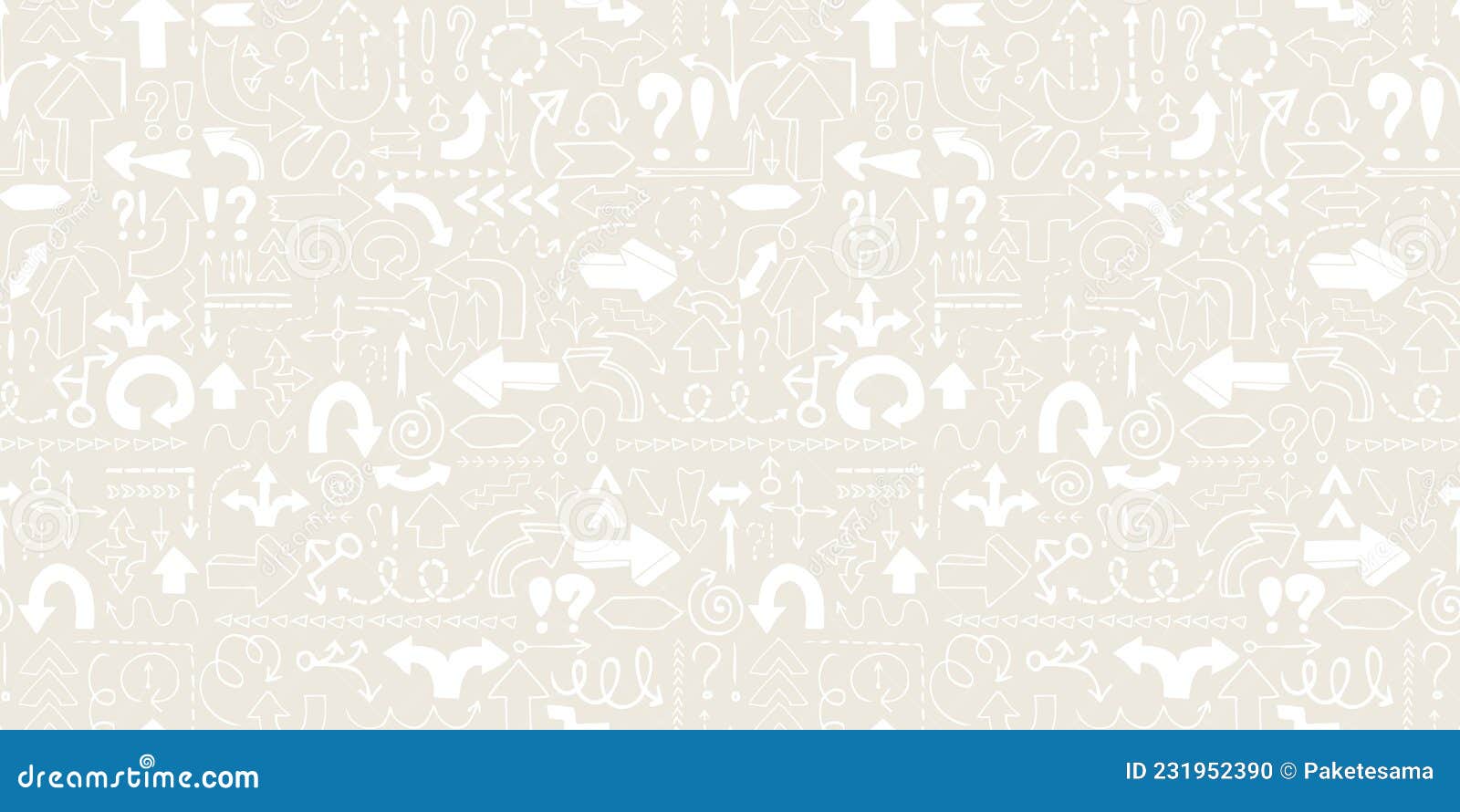 Arrow Seamless Pattern, Neutral Tileable Background with Hand Drawn ...