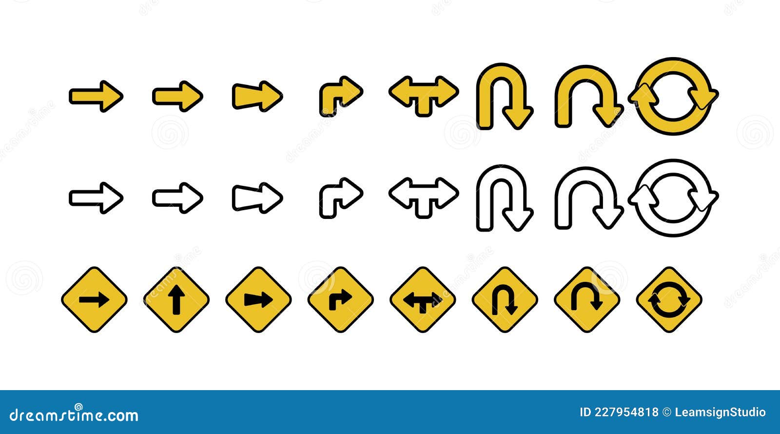Set of Arrows Road Signs Design Illustration Stock Vector ...