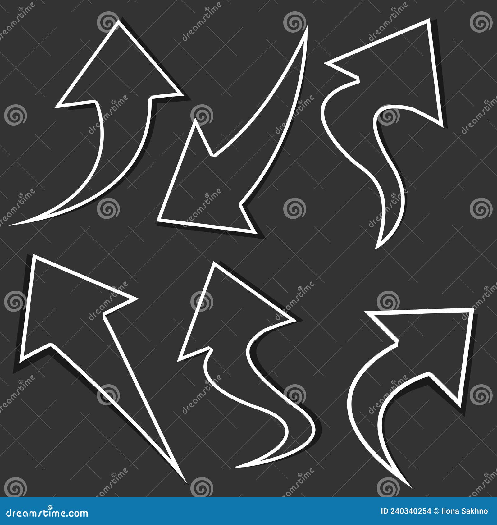 Arrow Set. Black Curved Arrows Stock Vector - Illustration of arrows ...