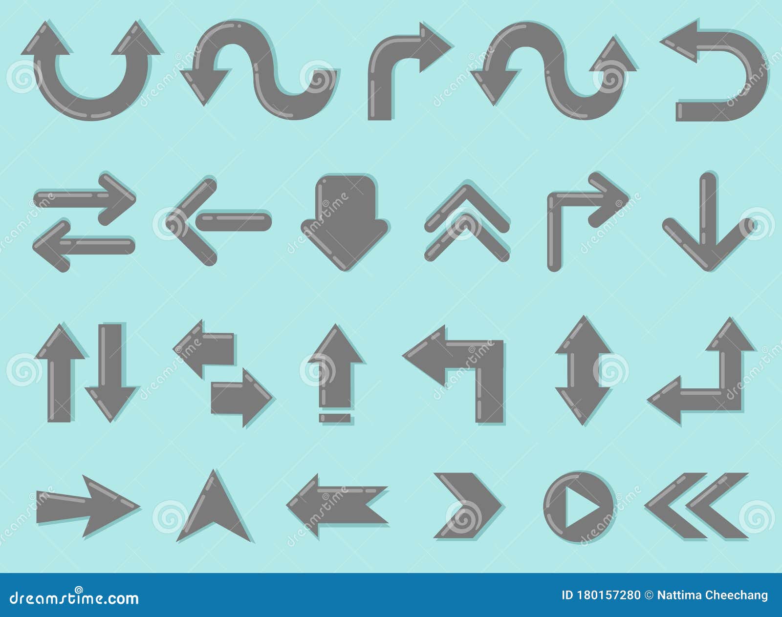Arrow Set, Stylish and Elegant Vector of Gray Arrows on a Blue ...