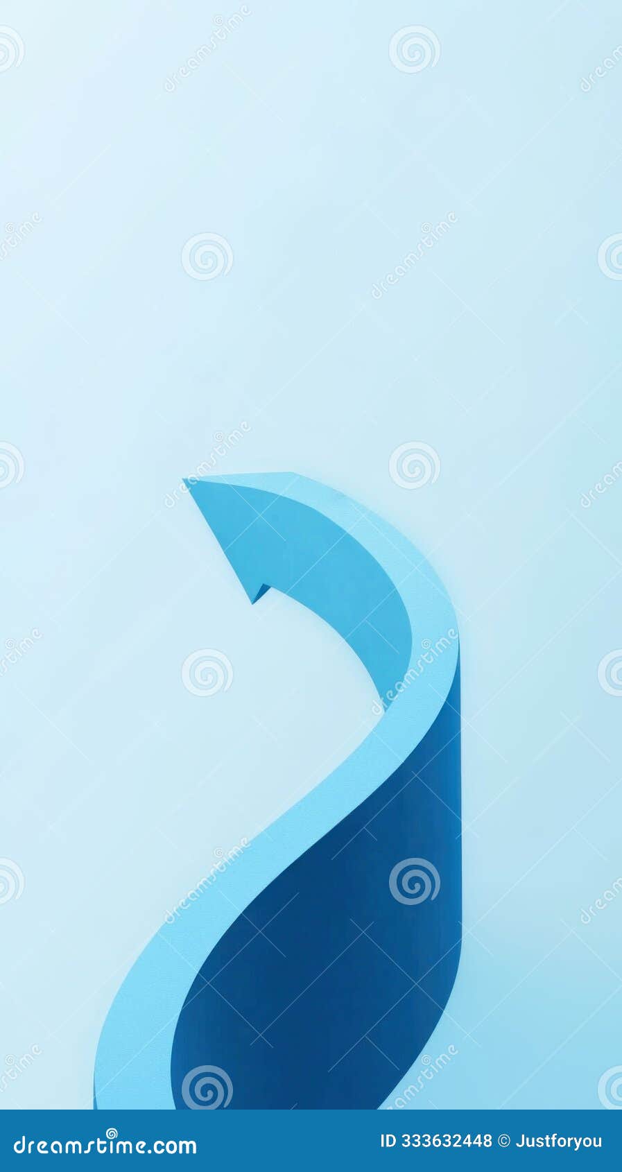 Arrow-Shaped Blue Path Curving on a Light Background Stock Illustration ...