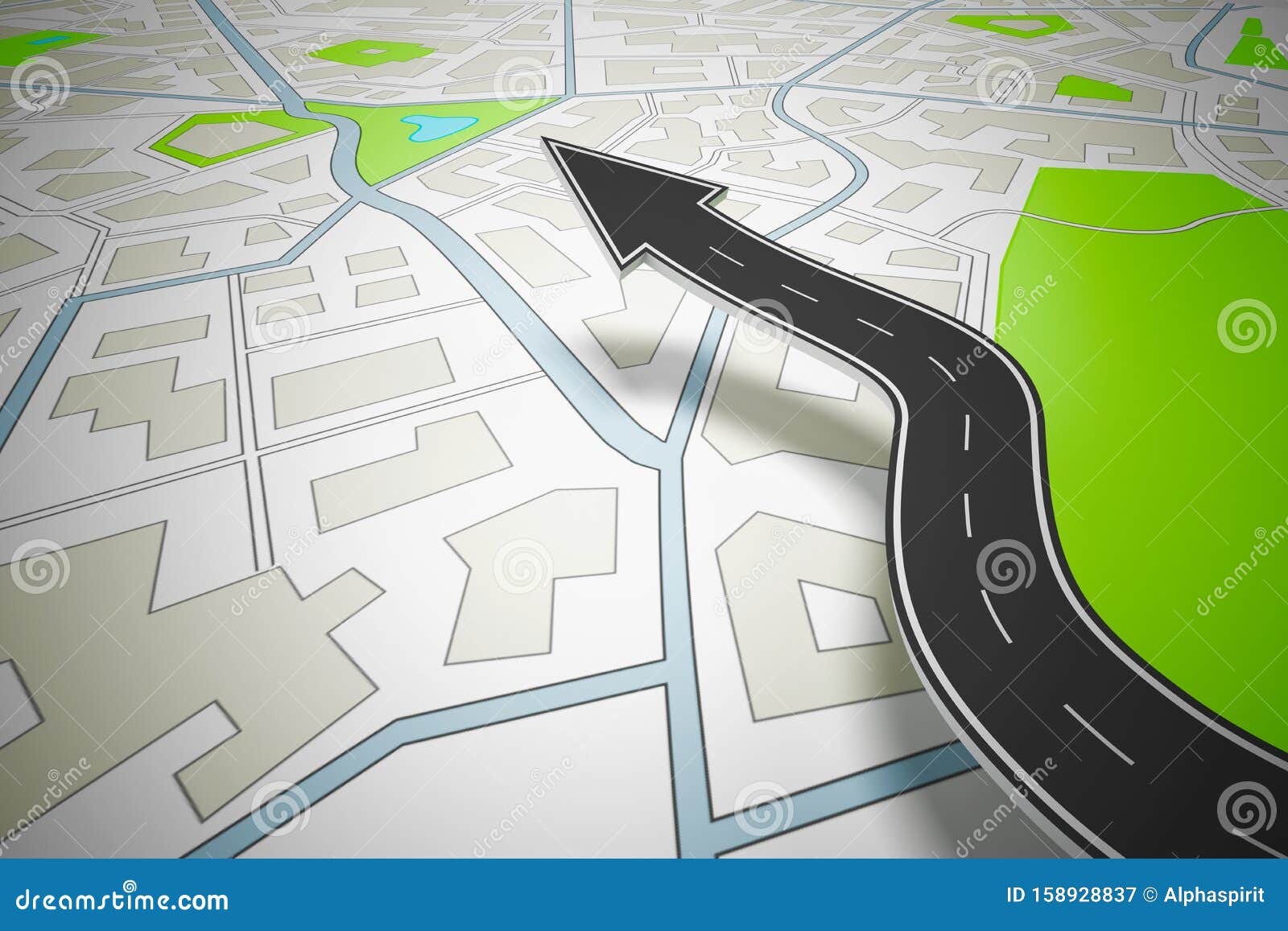 Arrow Shaped Road Indicating the Direction Above a Navigation Map. 3D ...