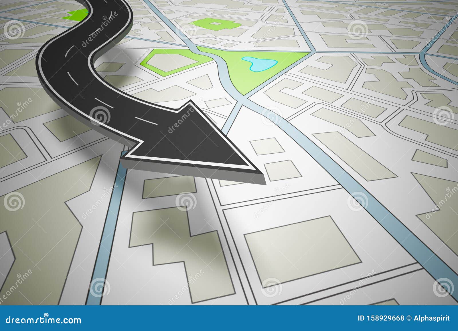 Arrow Shaped Road Indicating the Direction Above a Navigation Map. 3D ...