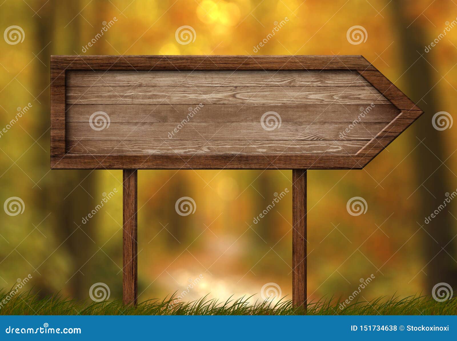 Arrow Shaped Sign Autumn Forest Background Stock Illustration ...