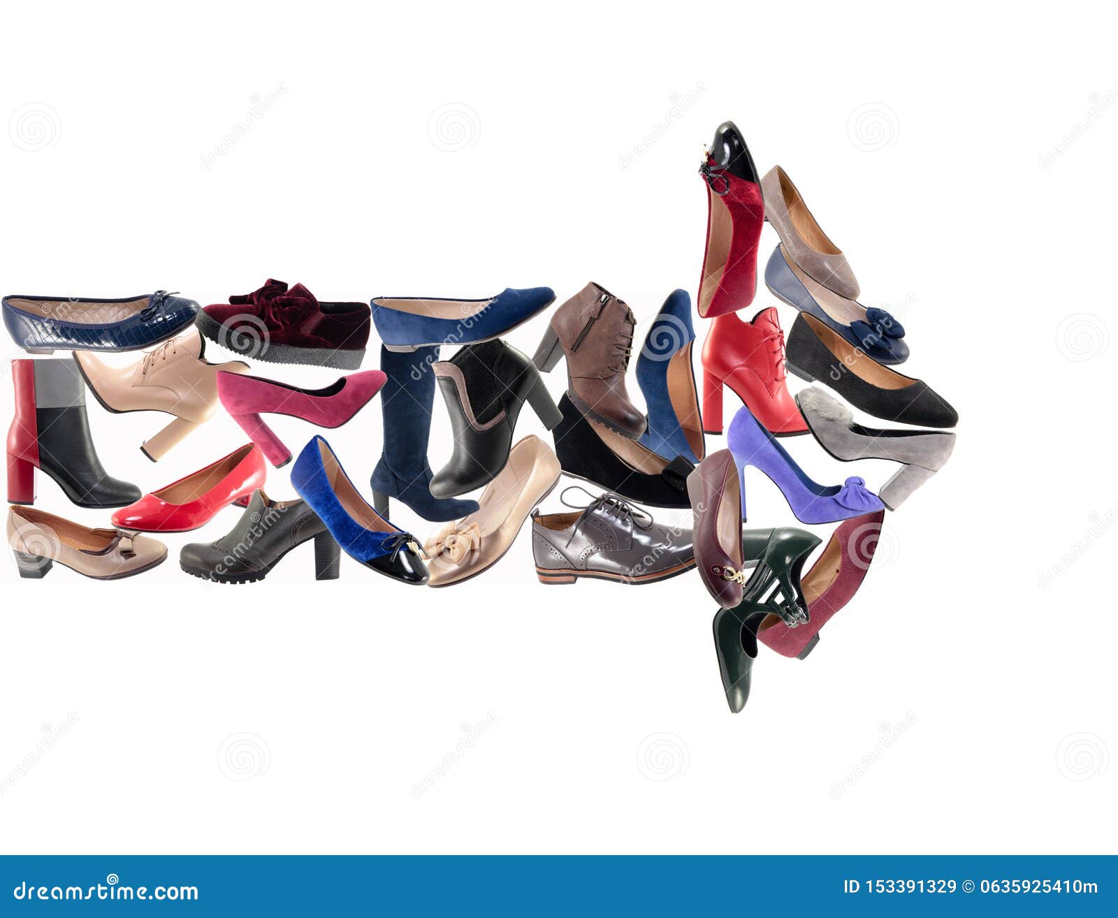 Arrow from shoe collage. stock image. Image of banner - 153391329