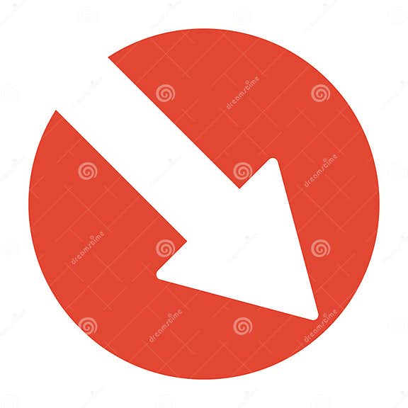 Arrow Showing Down on Red Button Stock Illustration - Illustration of ...