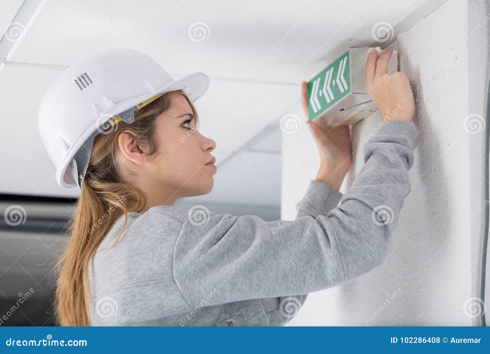 Arrow sign in building stock photo. Image of technician - 102286408