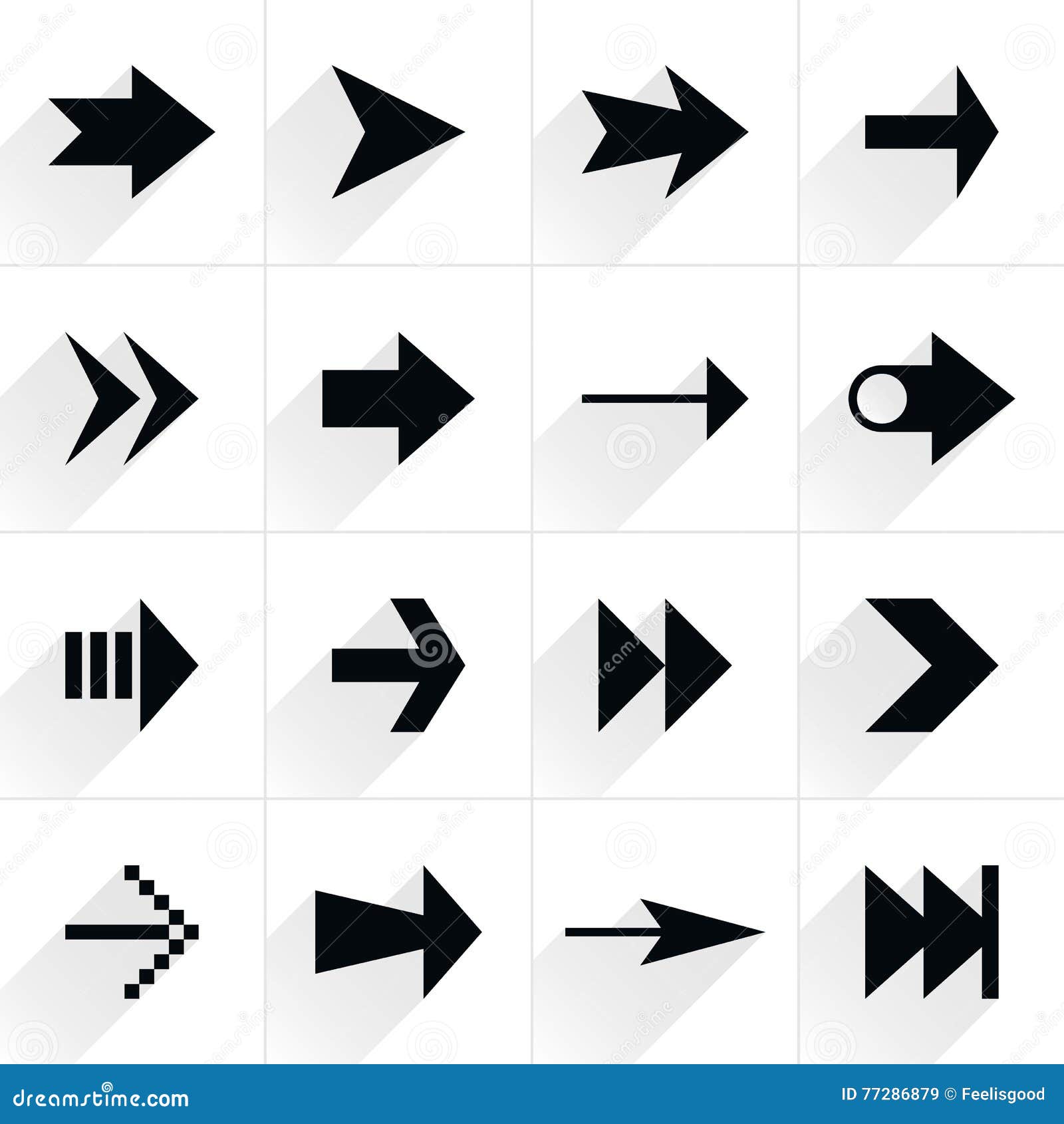 Arrow Sign Flat Icon with Long Shadow Stock Vector - Illustration of ...