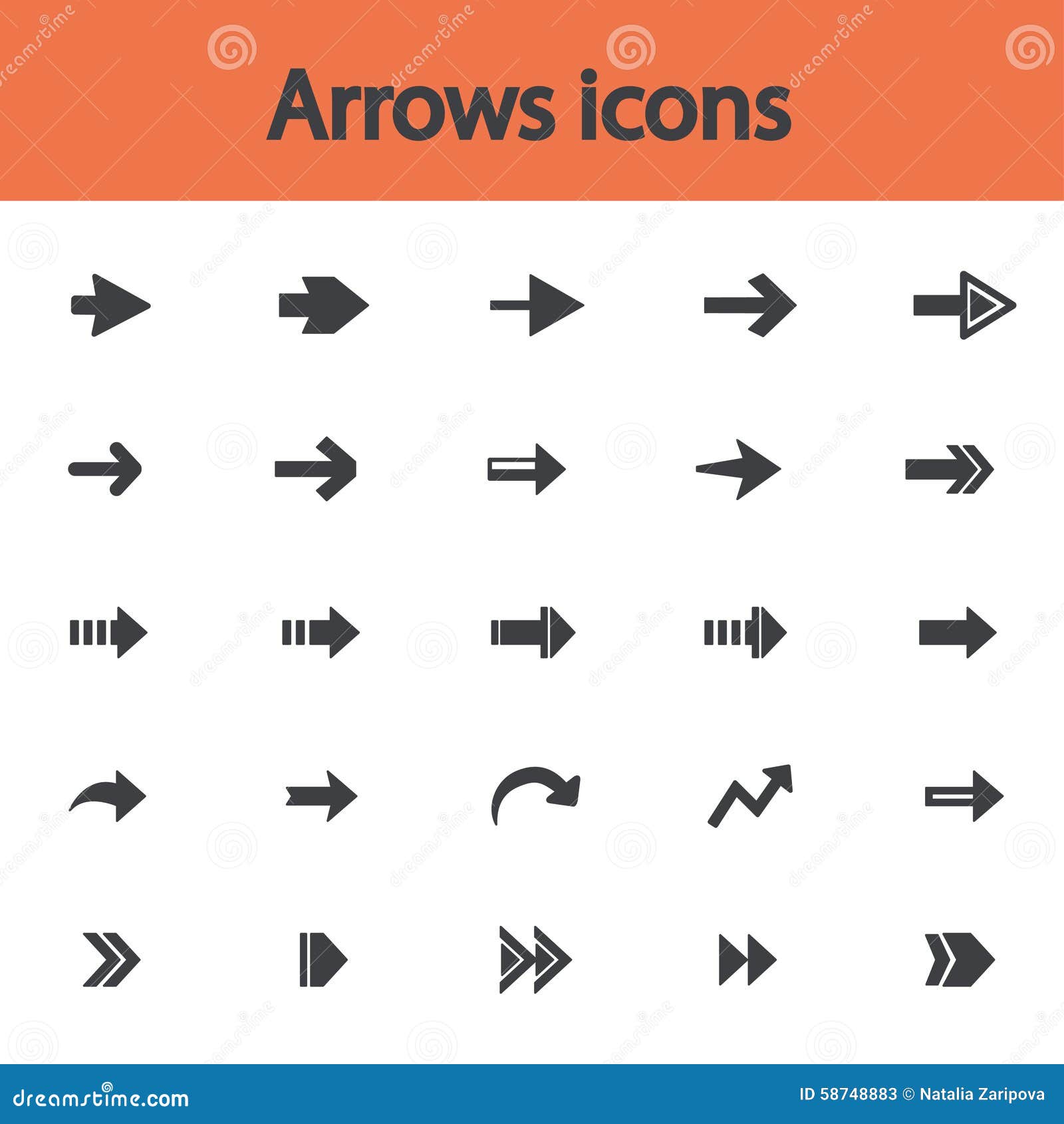 Arrow Sign Flat Icon Set. Simple Internet Button Stock Vector ...