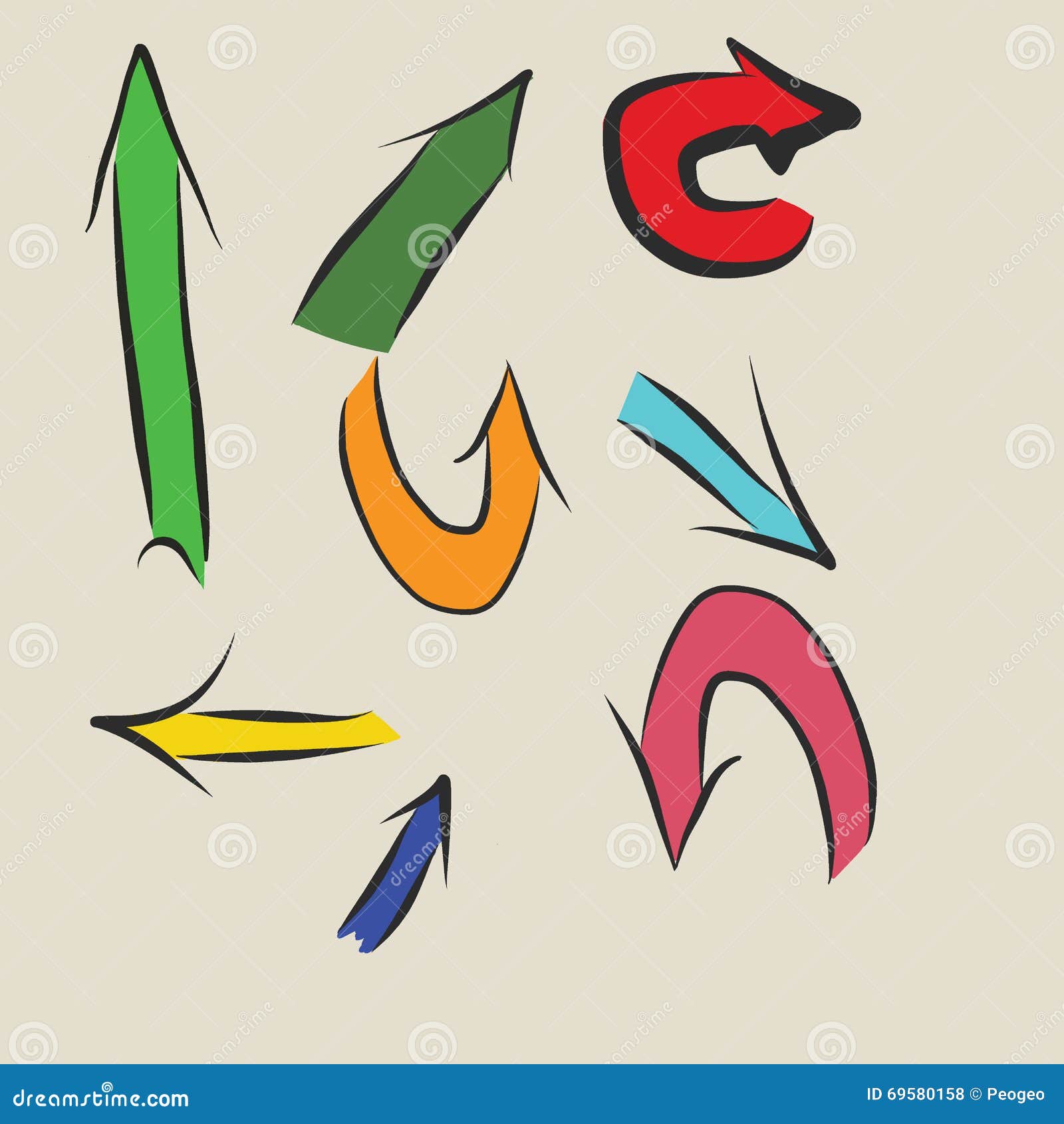 Arrow Sign Hand Drawing Style Stock Vector - Illustration of sign, icon ...