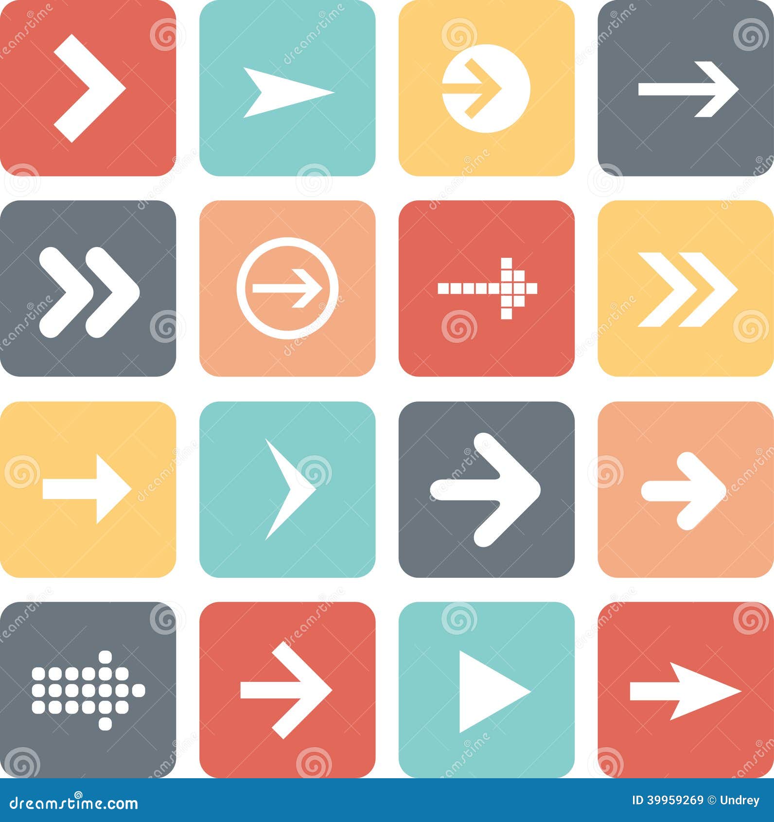 Arrow Sign Icon Set, Flat Design, Vector Illustration of Web Design ...
