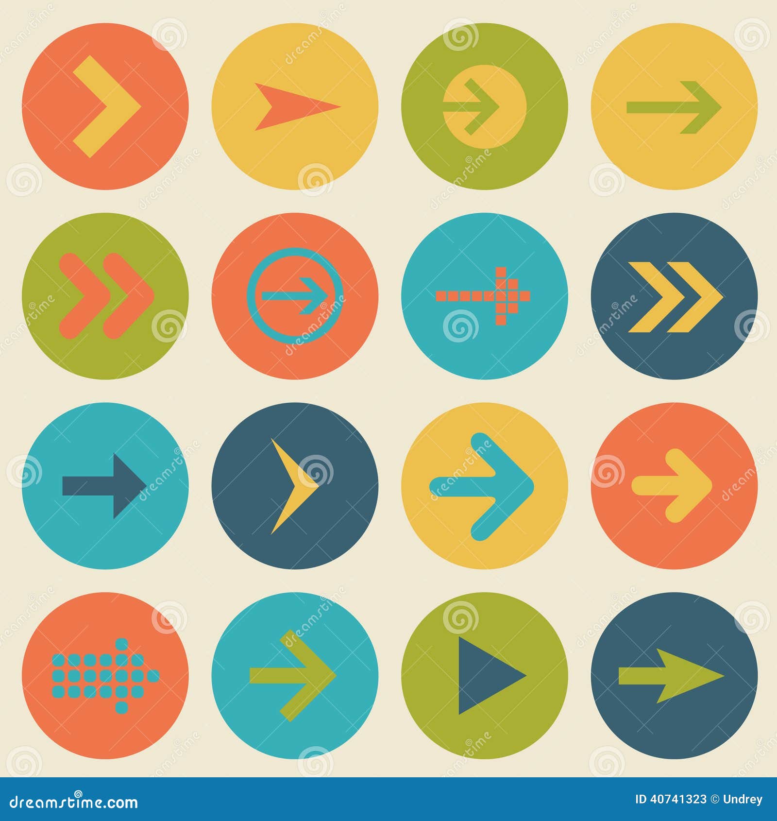 Arrow Sign Icon Set, Flat Design, Vector Illustration of Web Design ...