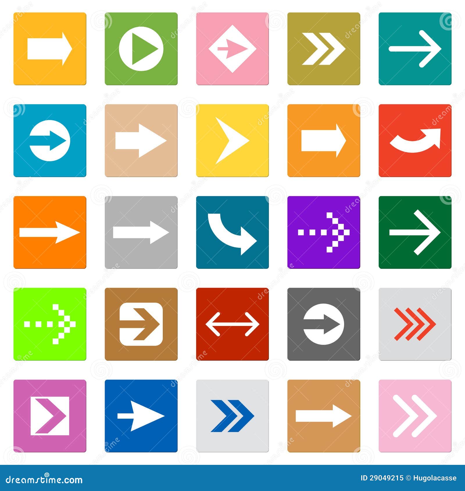 Arrow Sign Icon Set Square Shape Internet Button Stock Vector ...
