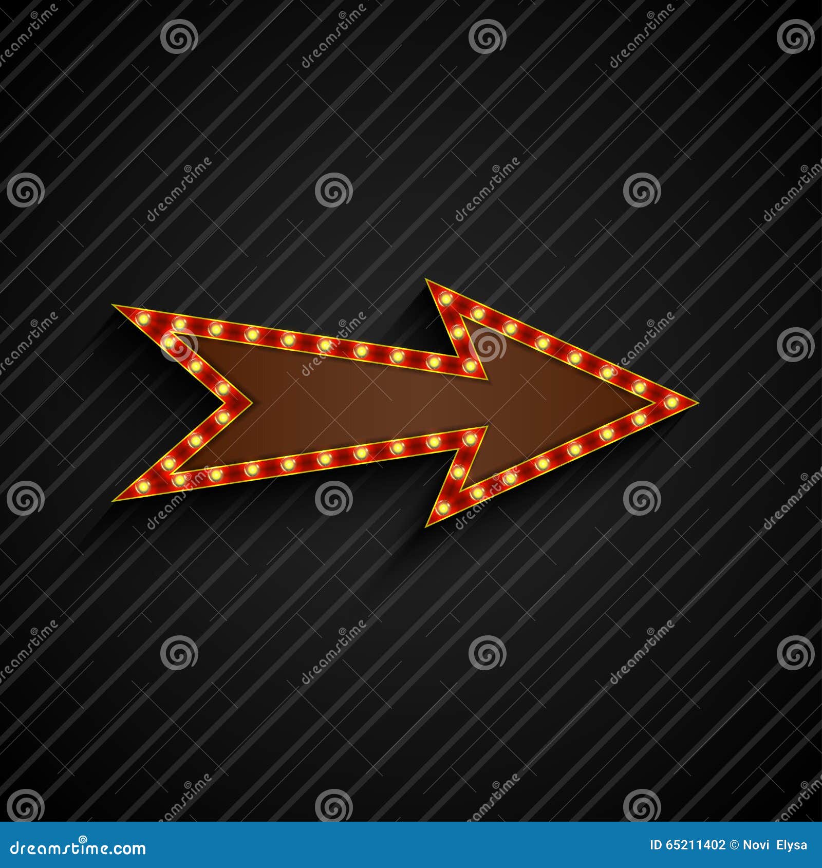 Arrow Sign with Light Bulbs on Black Background Stock Vector ...