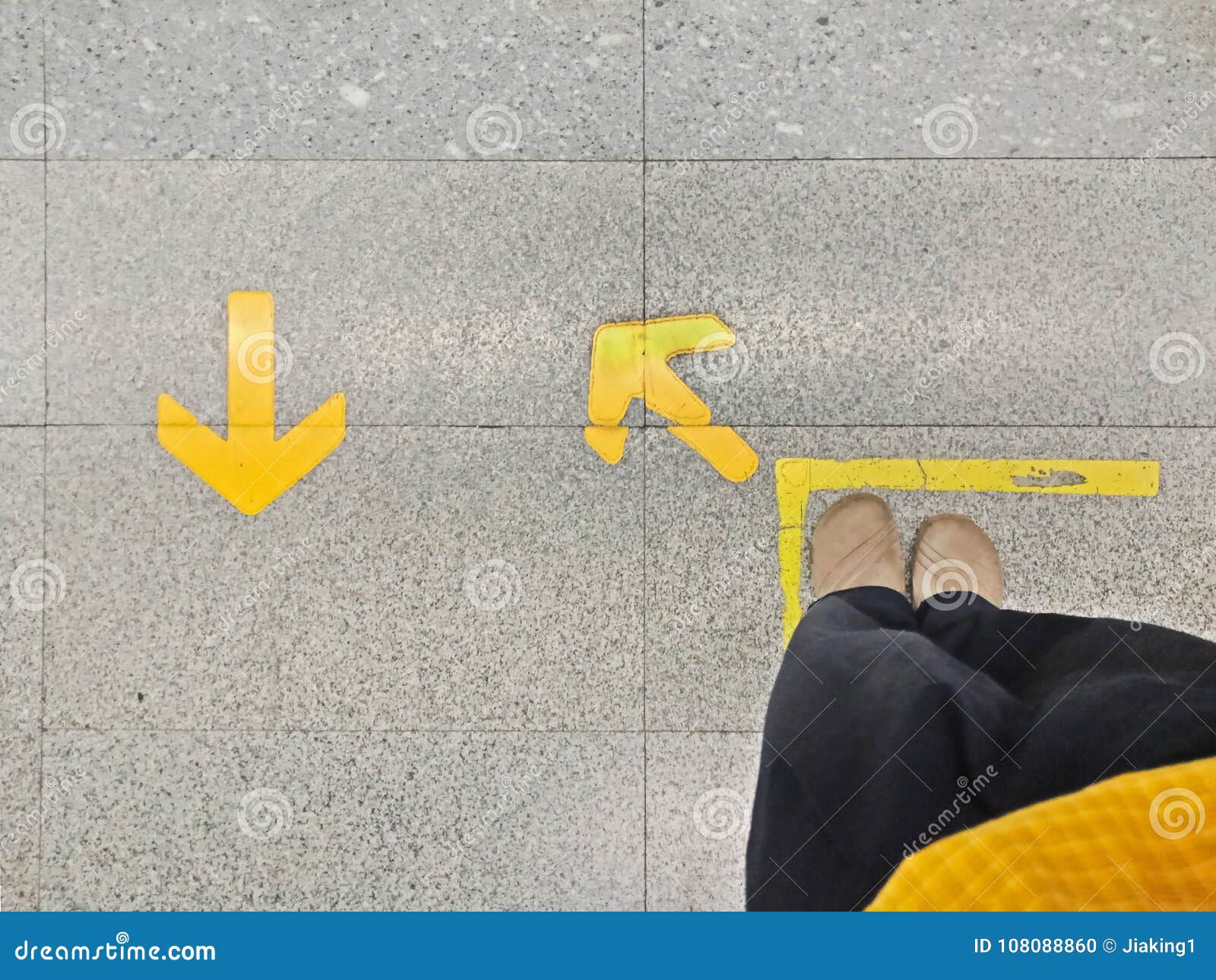 Arrow Sign for Queue and Prople at Train Station Stock Photo - Image of ...