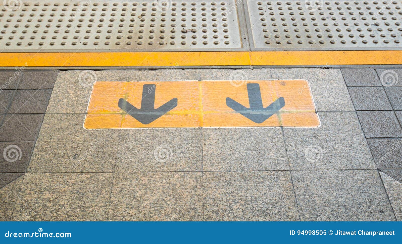 Arrow Sign on Railway Platform at Train Station Stock Image - Image of ...