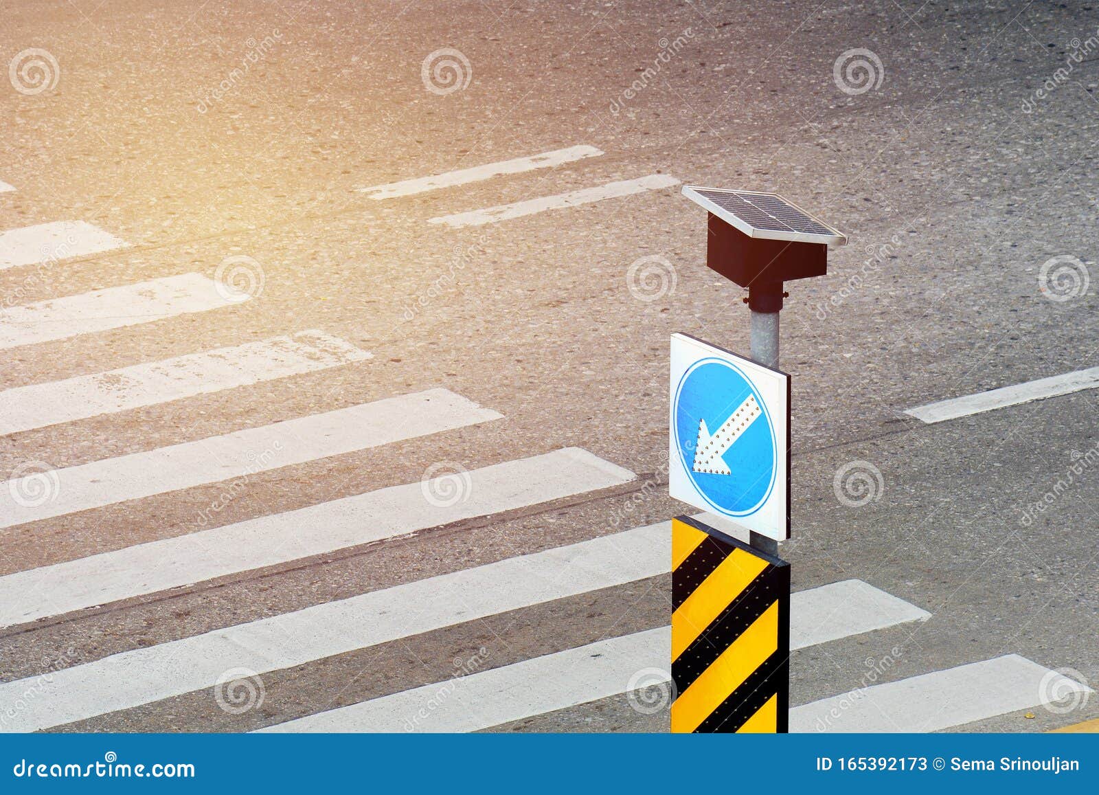 Arrow Sign at the Road Crossing in Urban. Stock Image - Image of metal ...