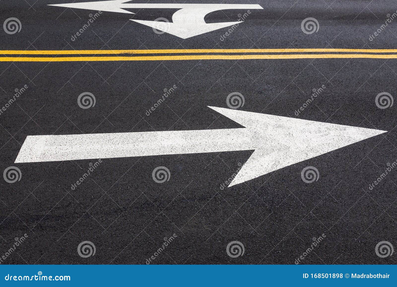 Arrow sign on a road stock photo. Image of damaged, line - 168501898
