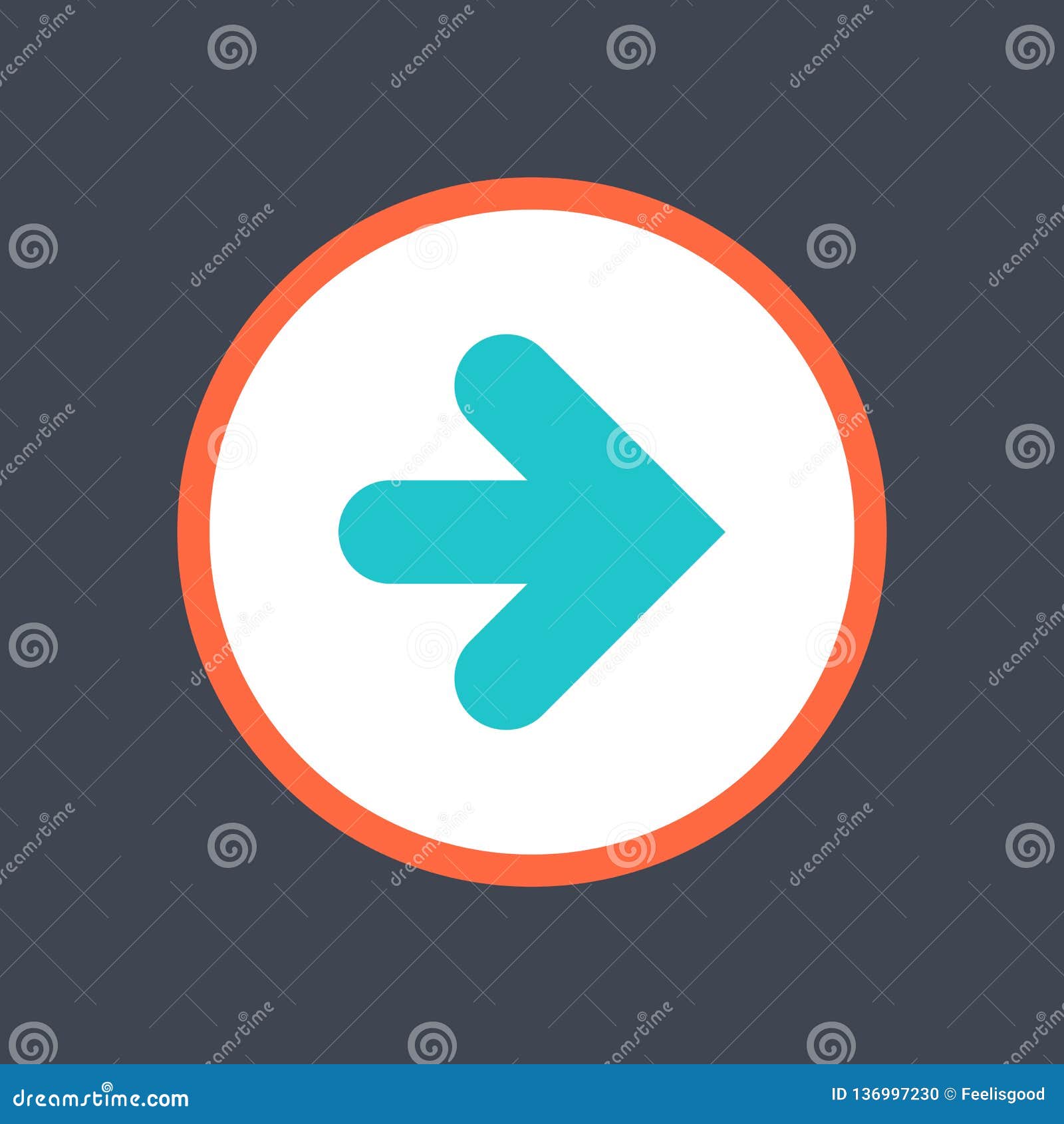 Arrow Sign in a Round Icon. Web Button Created in Flat Style Stock ...