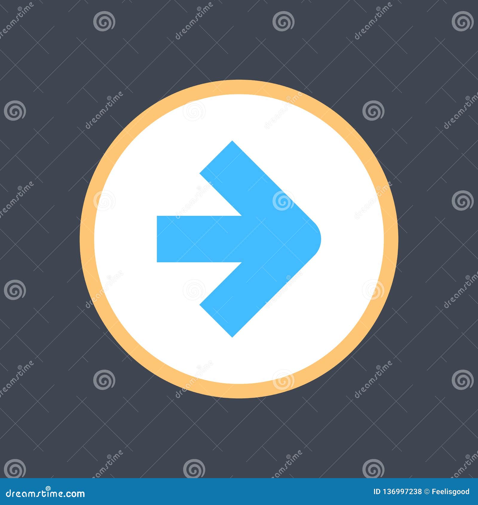 Arrow Sign in a Round Icon. Web Button Created in Flat Style Stock ...