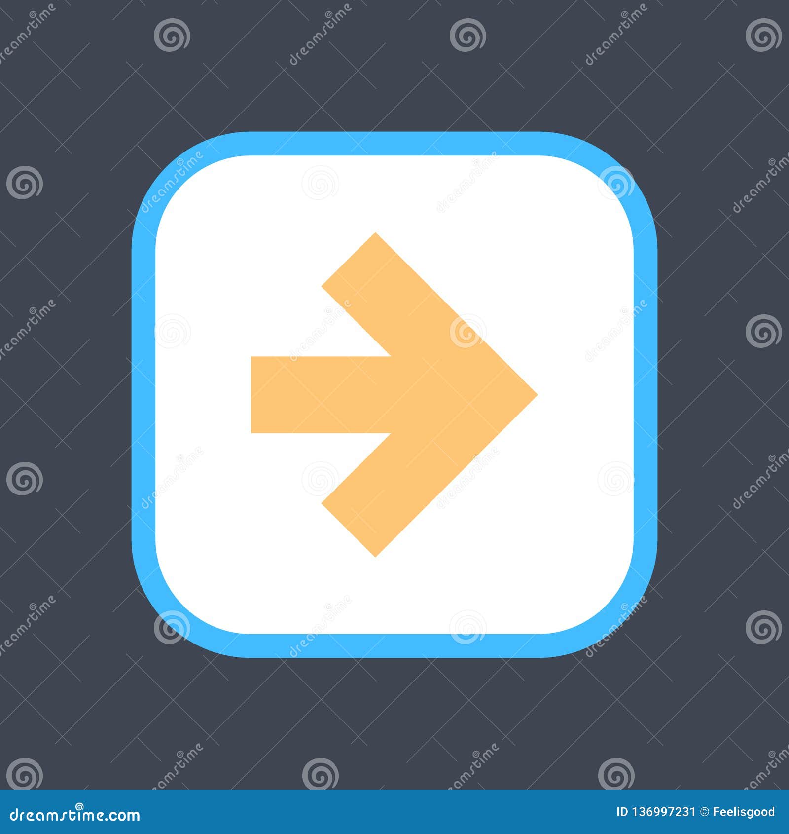 Arrow Sign in a Square Icon. Web Button is Created in Flat Style Stock ...