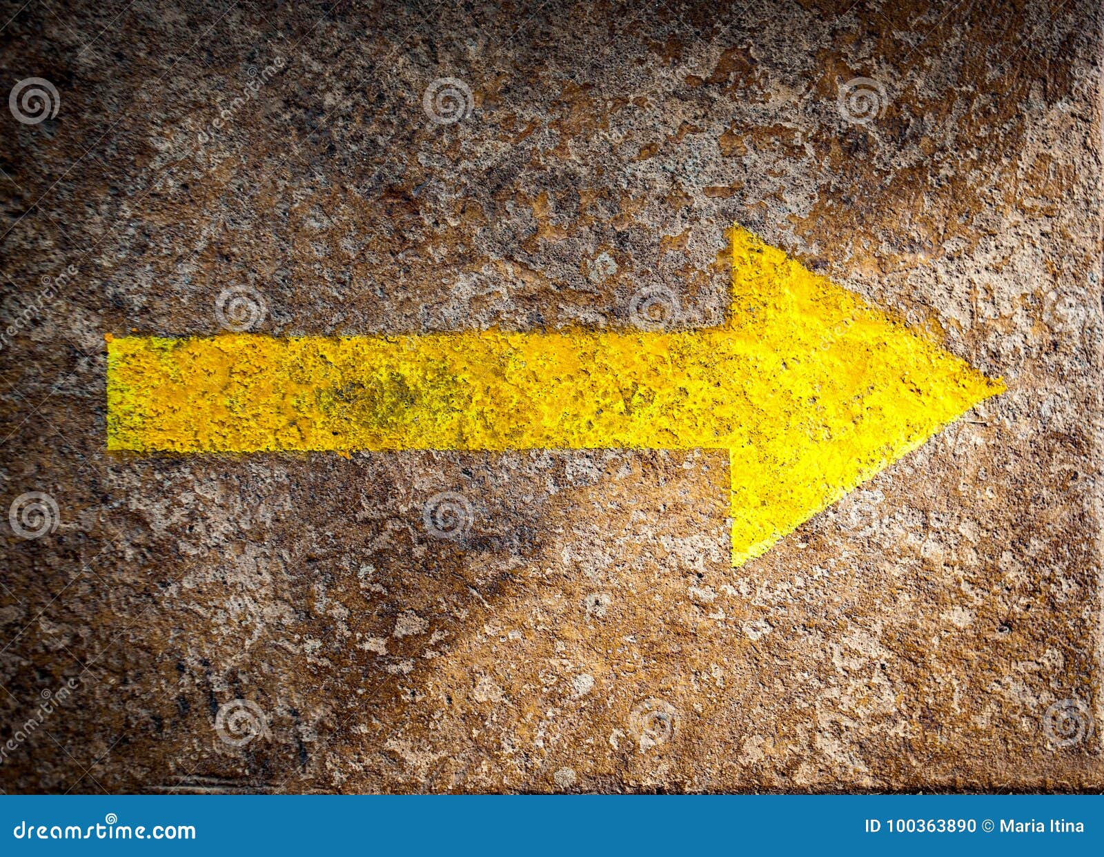Arrow Sign on Stone Closeup Stock Photo - Image of texture, rustic ...