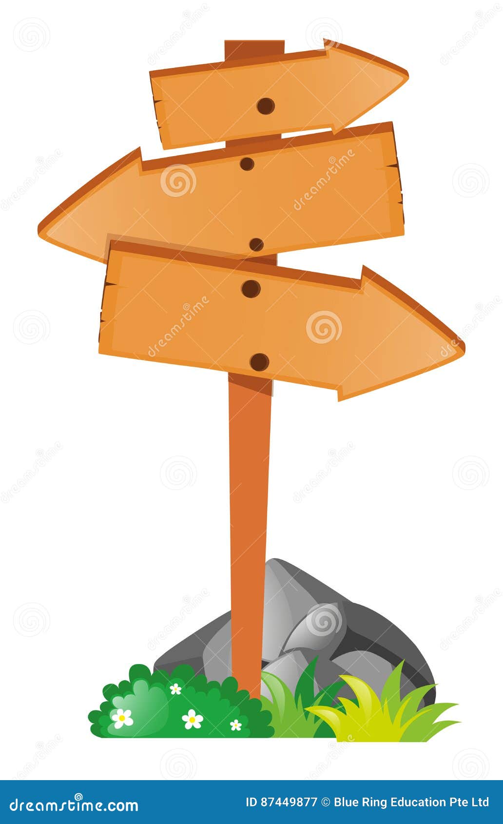 Arrow Sign on the Wooden Pole Stock Vector - Illustration of writing ...