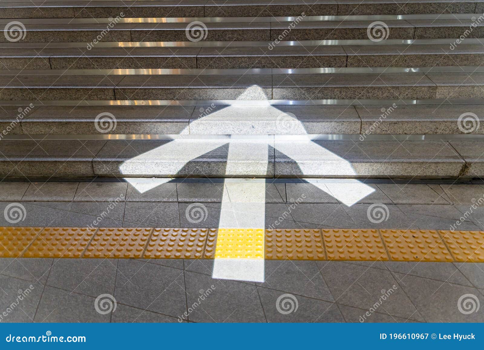 Arrow Signs for Directions are Projected Onto the Stairs by LED Light ...