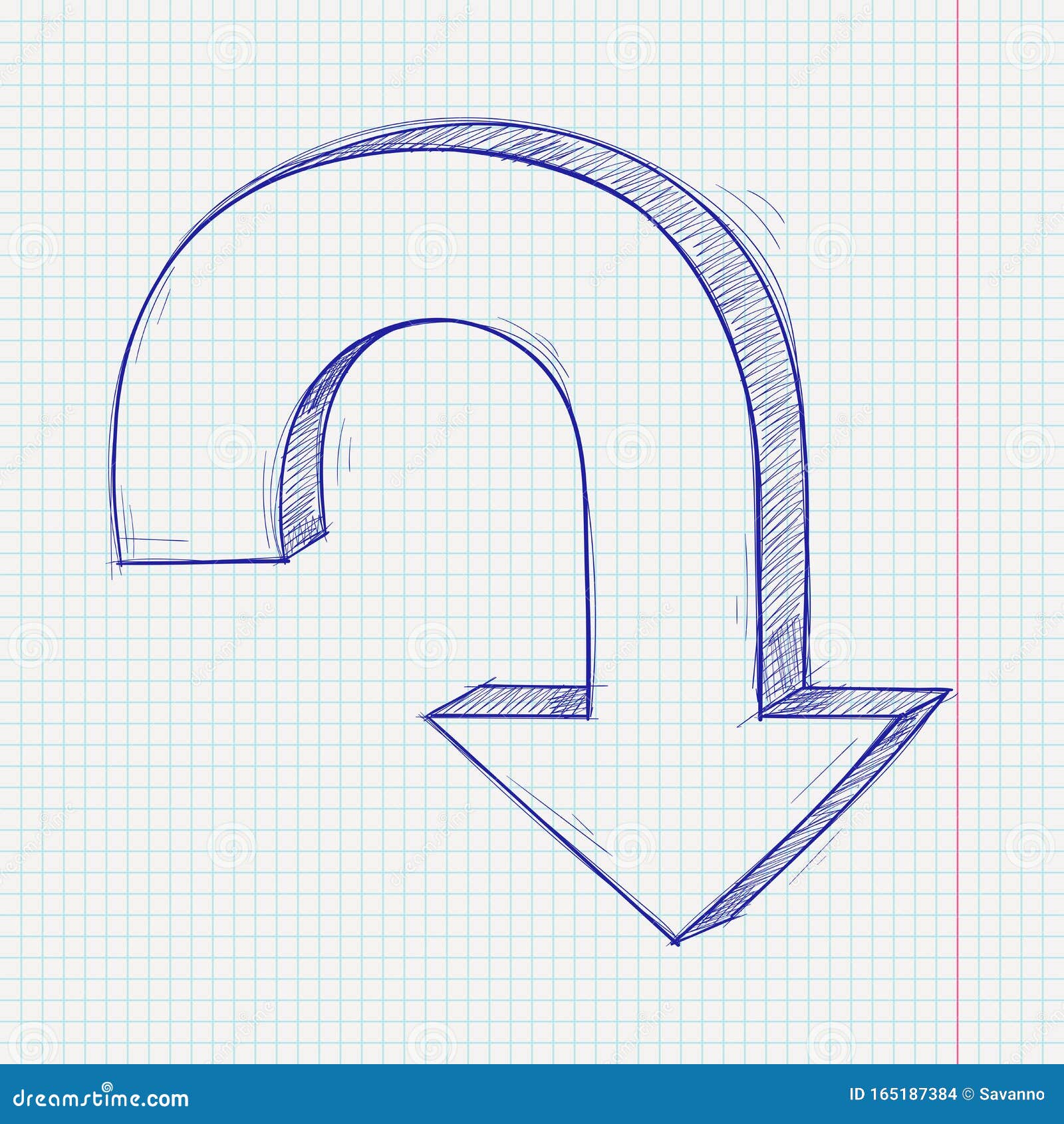 Arrow sketch. Down sign stock vector. Illustration of arrow - 165187384
