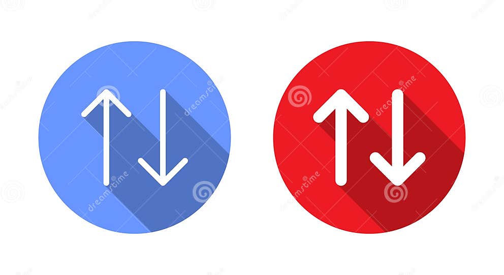 Arrow Sort Icon with Long Shadow. Item Sorting Button Stock Vector ...