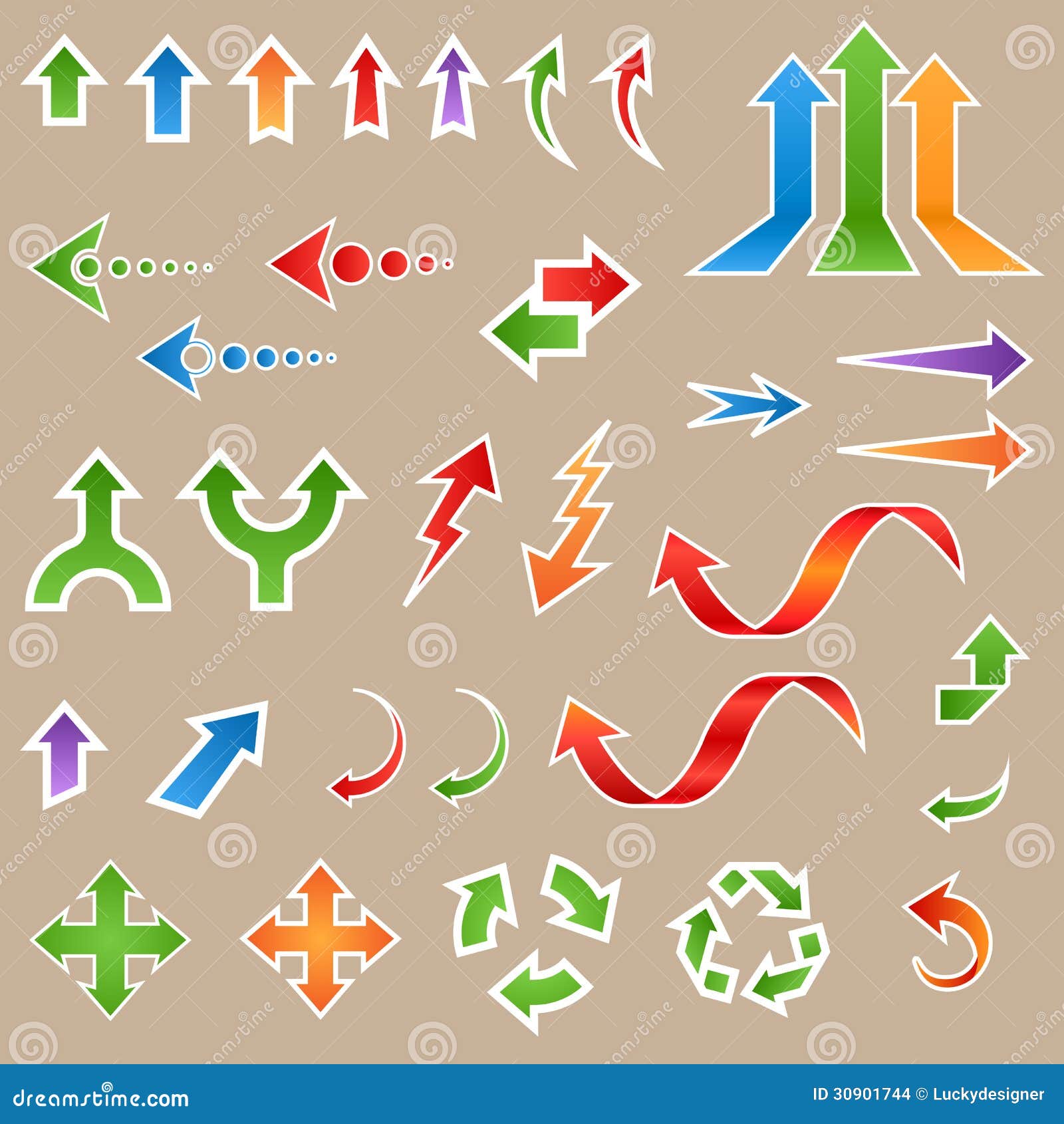 Arrow Stickers Set. Isolated Stock Vector - Illustration of arrowheads ...