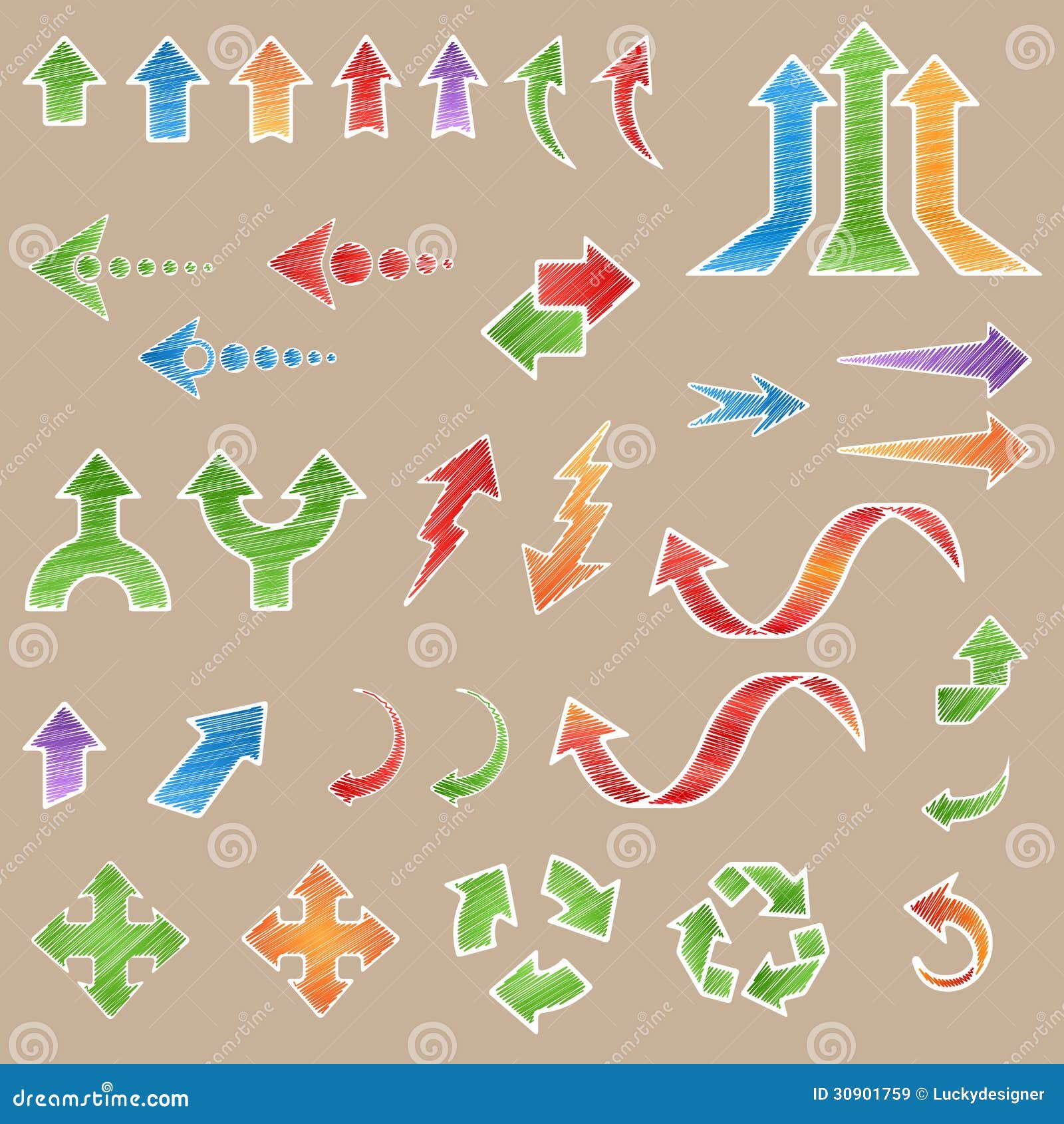 Arrow Stickers Set stock vector. Illustration of hand - 30901759