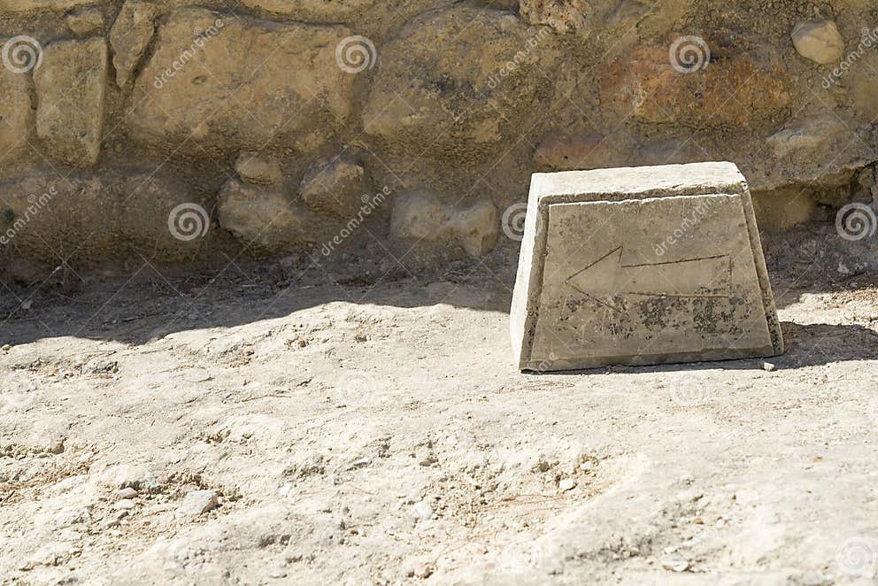 The Arrow on the Stone As a Pointer. Stock Photo - Image of grunge ...