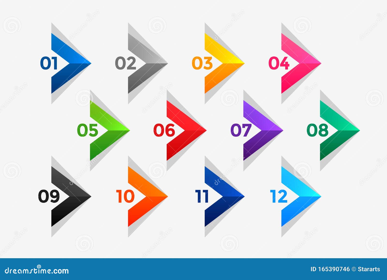 Arrow Style Directional Number Bullet Points Stock Vector ...