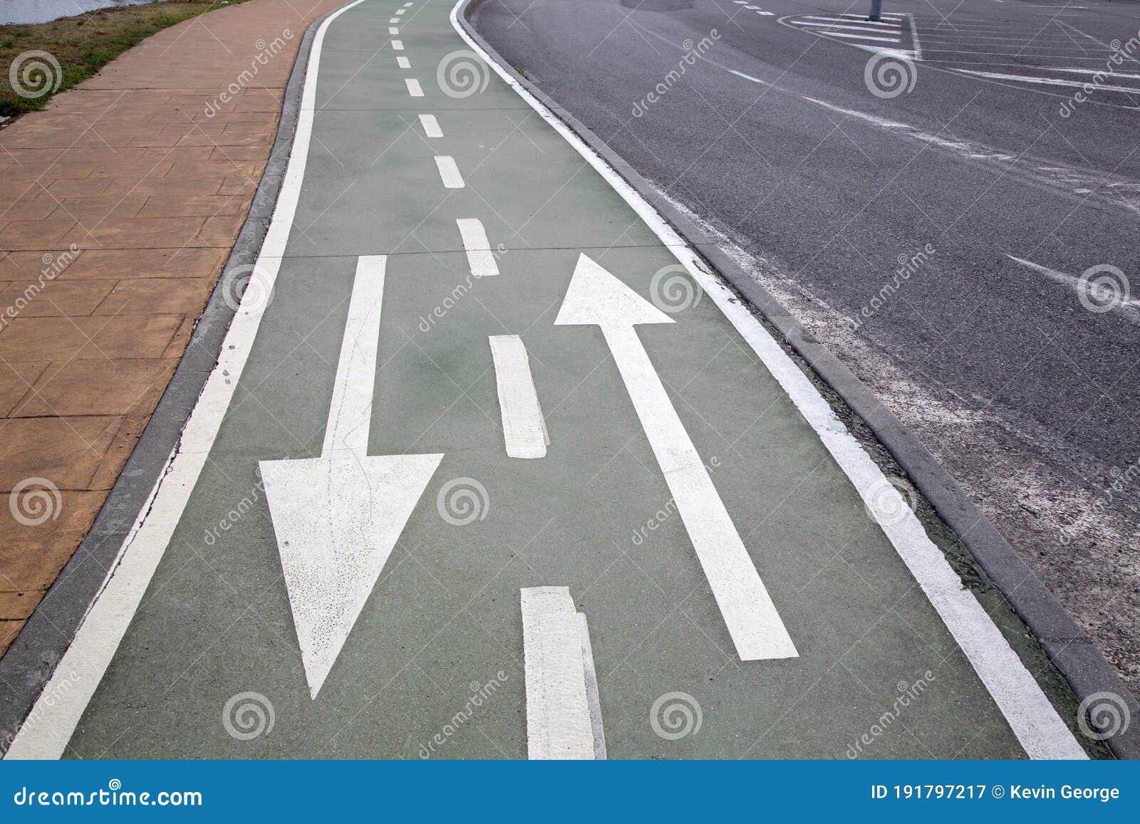 Arrows on Cycle Path stock image. Image of bike, lane - 191797217