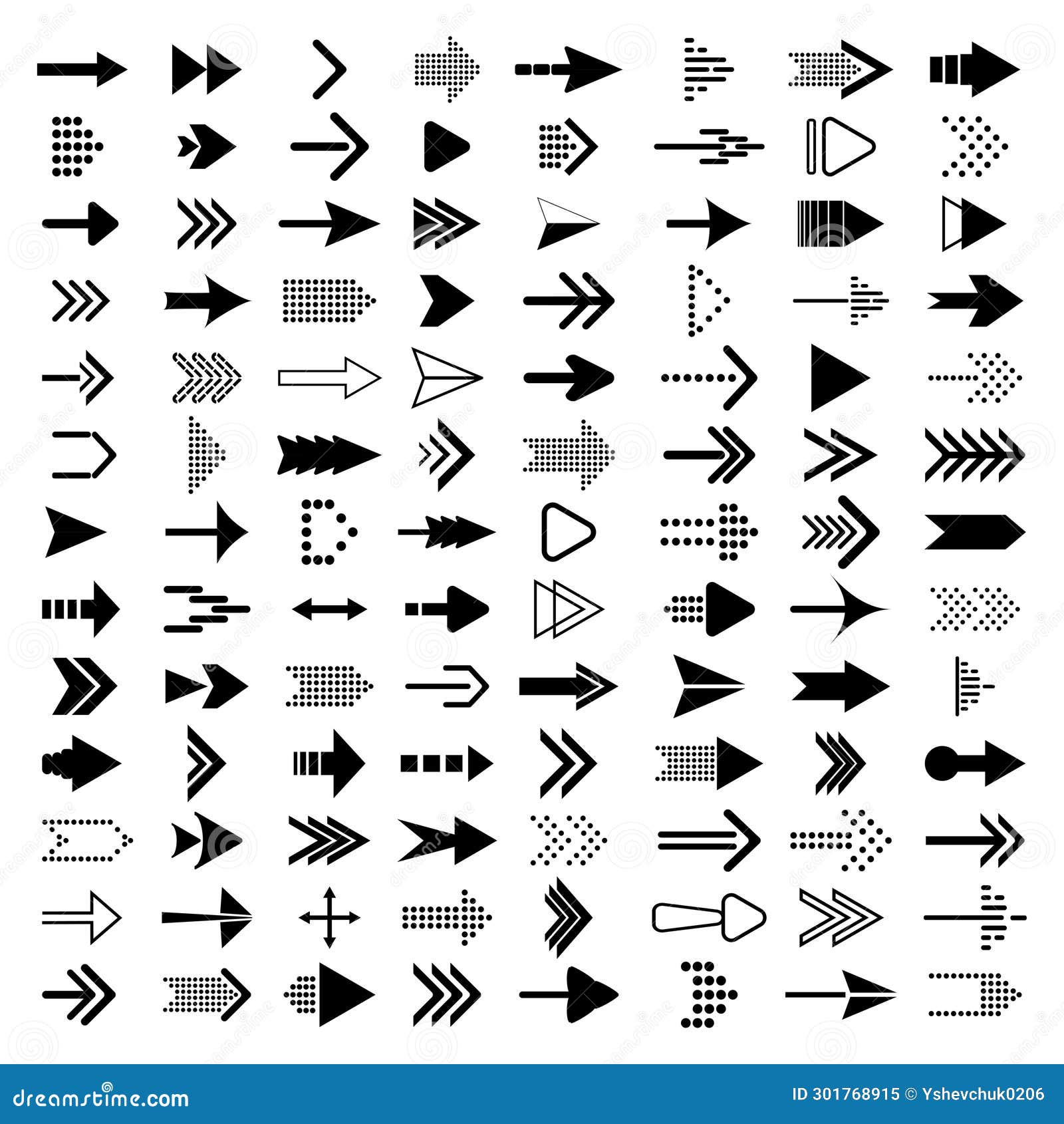 Arrow Symbols. Pointer and Recycle Signs. Different Forms. Vector ...
