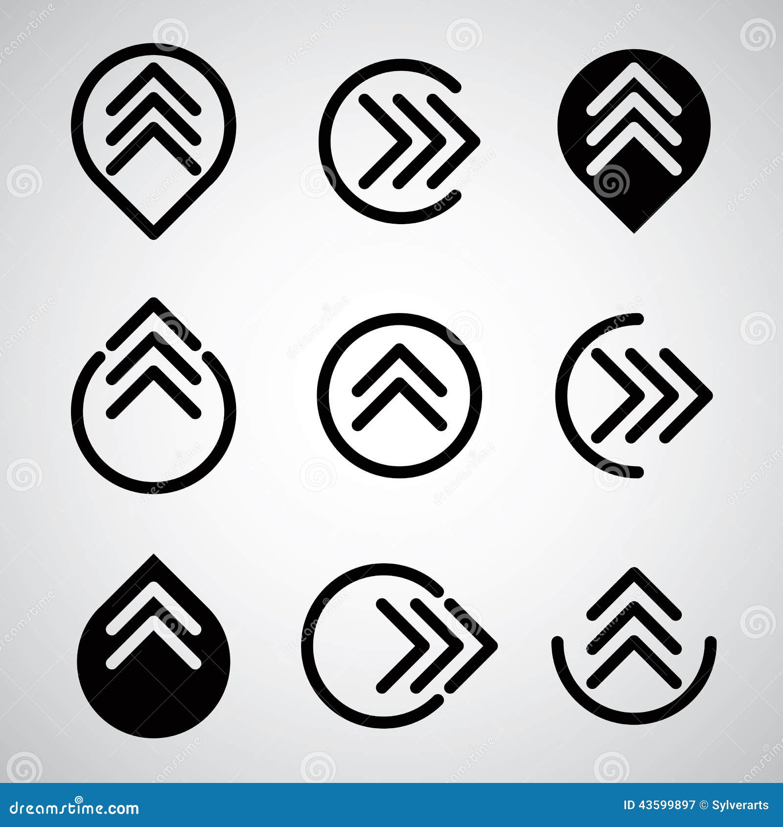 Arrow symbols vector set. stock vector. Illustration of identity - 43599897